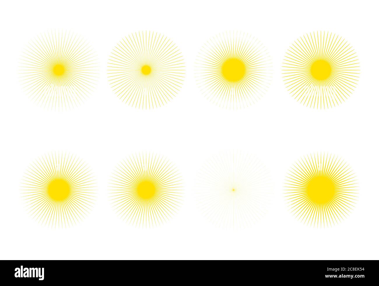 Geometric sunburst collection. The sun rays frame set with thin rays of ...
