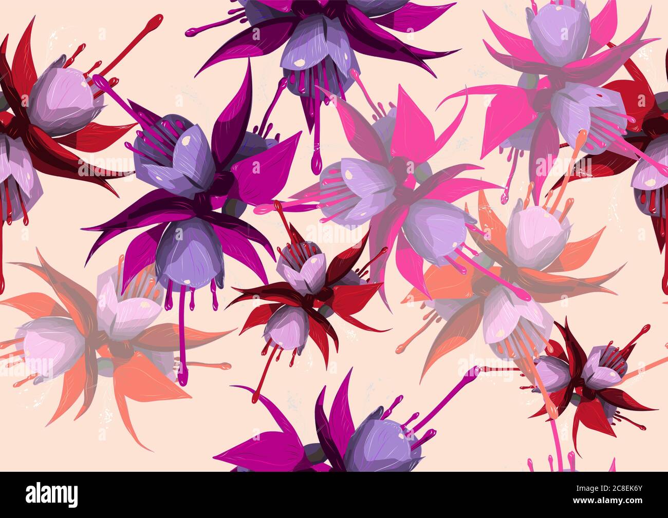 fuchsia seamless background. Vector seamless pattern with wild flowers ...