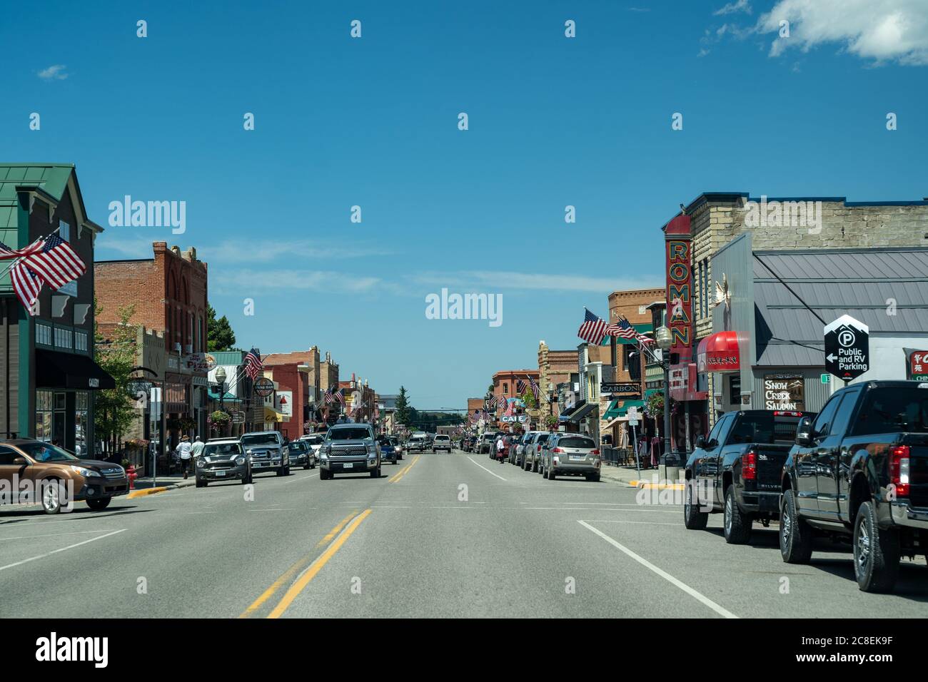 Red Lodge, Montana - July 2, 2020: Downtown streets of the small ...