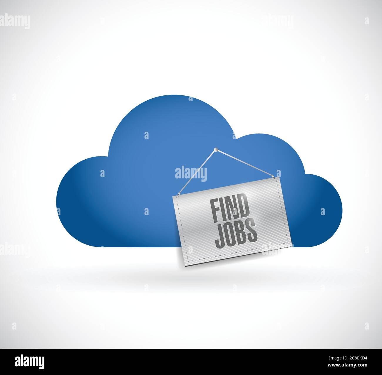 Find a job in cloud illustration design over a white background Stock ...