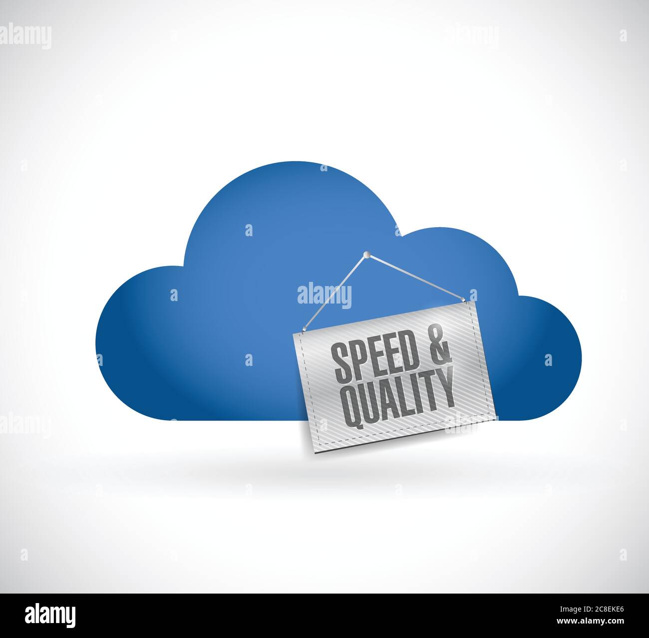 Speed and quality cloud and sign illustration design over a white ...