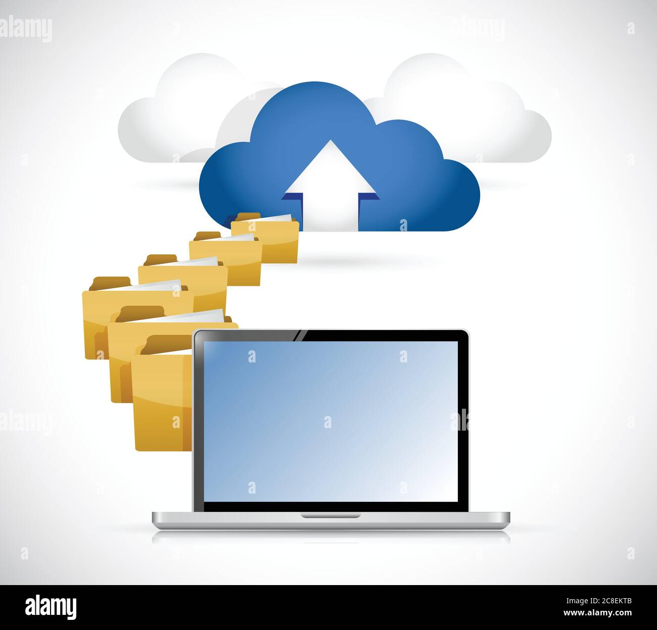 Laptop Uploading Info To Cloud Cloud Computing Concept Illustration
