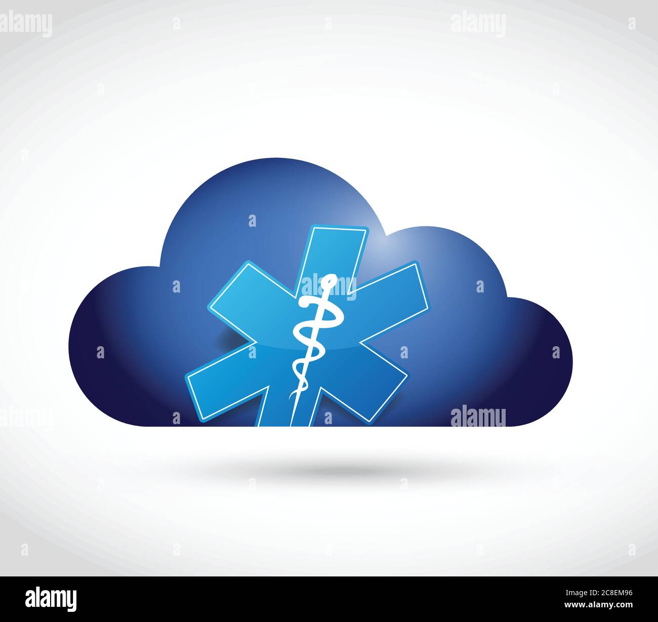 Cloud computing and medical symbol illustration design over a white ...