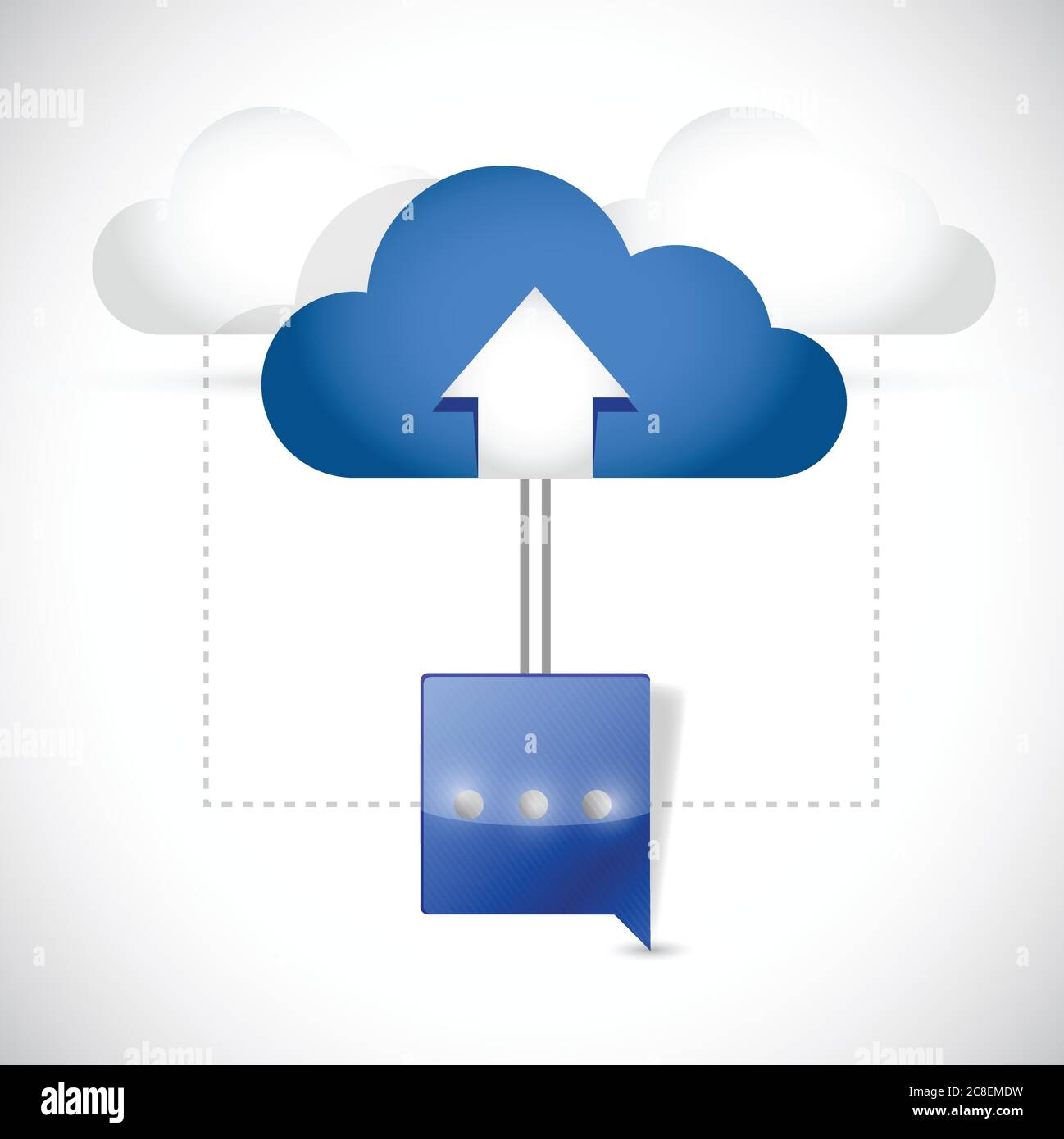 Cloud communication message bubble illustration design over a white ...
