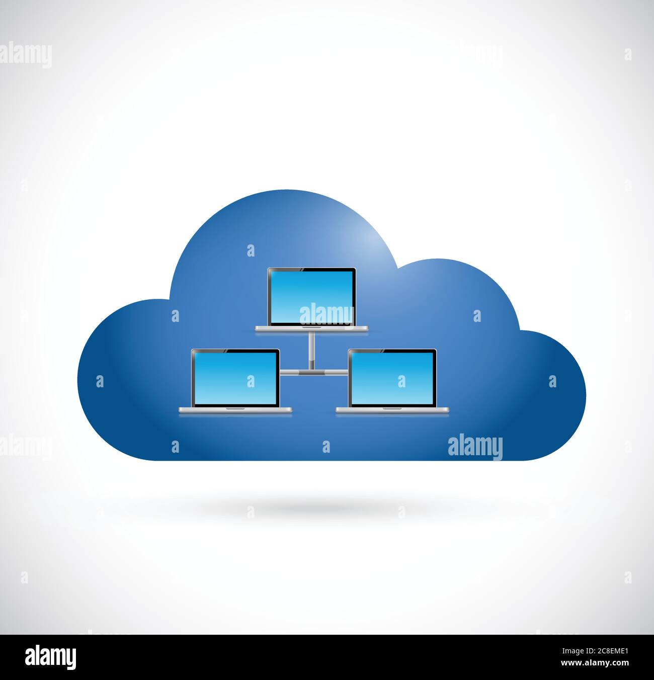 Laptop and computer network illustration design over a white background ...