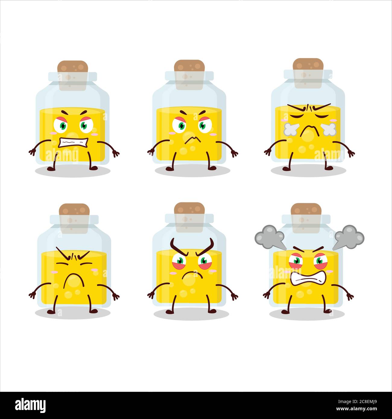 Yellow potion cartoon character with various angry expressions Stock ...
