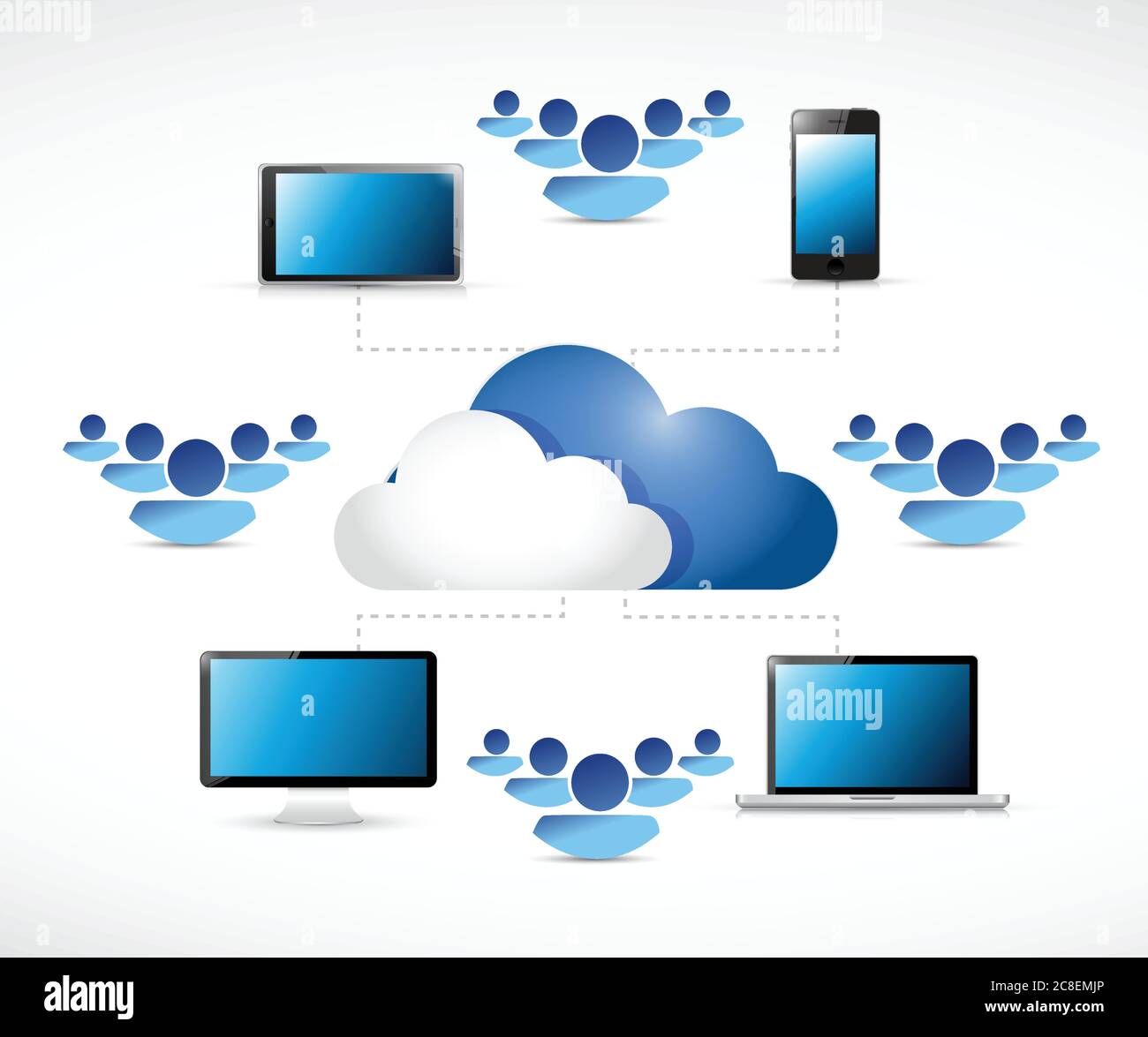 Cloud computing connection network illustration design over a white ...