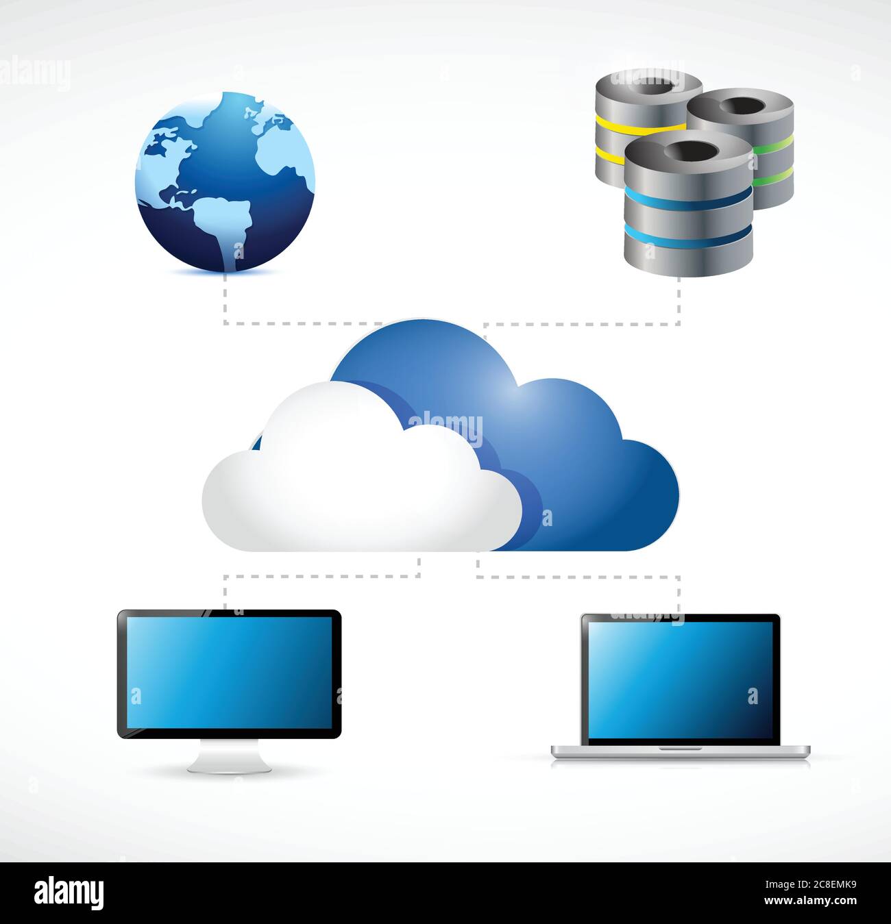 Cloud computing connection to electronics concept illustration design ...