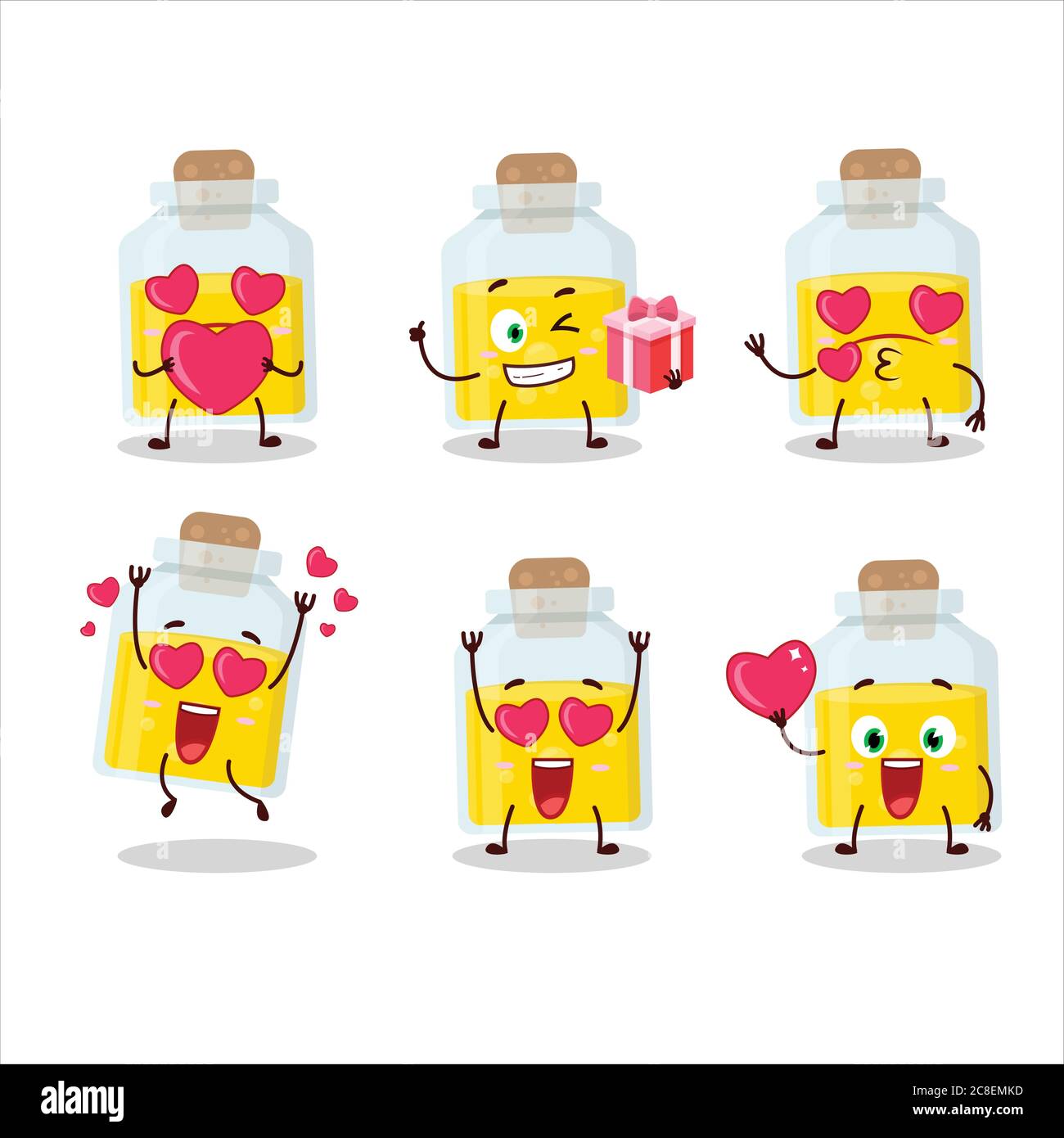 Yellow potion cartoon character with love cute emoticon Stock Vector ...