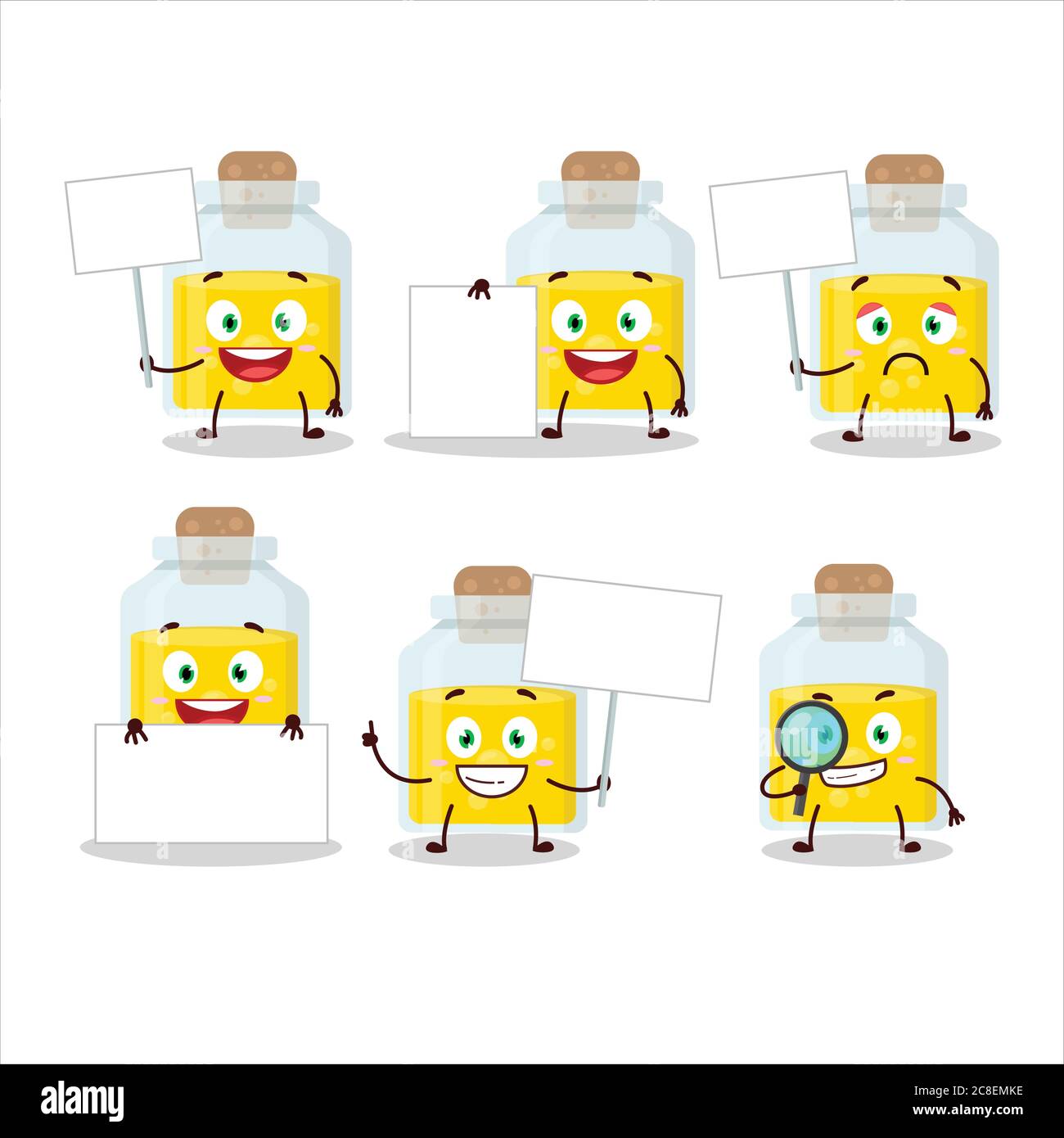 Yellow potion cartoon character bring information board Stock Vector ...