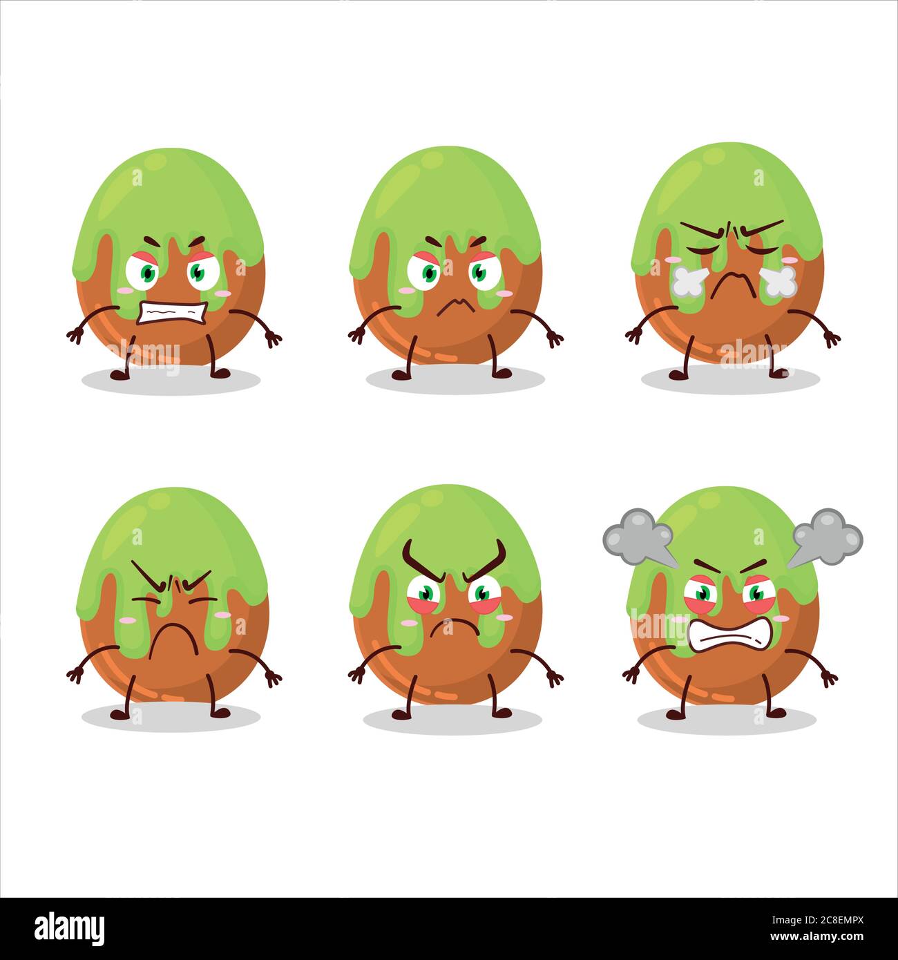 Choco green candy cartoon character with various angry expressions ...