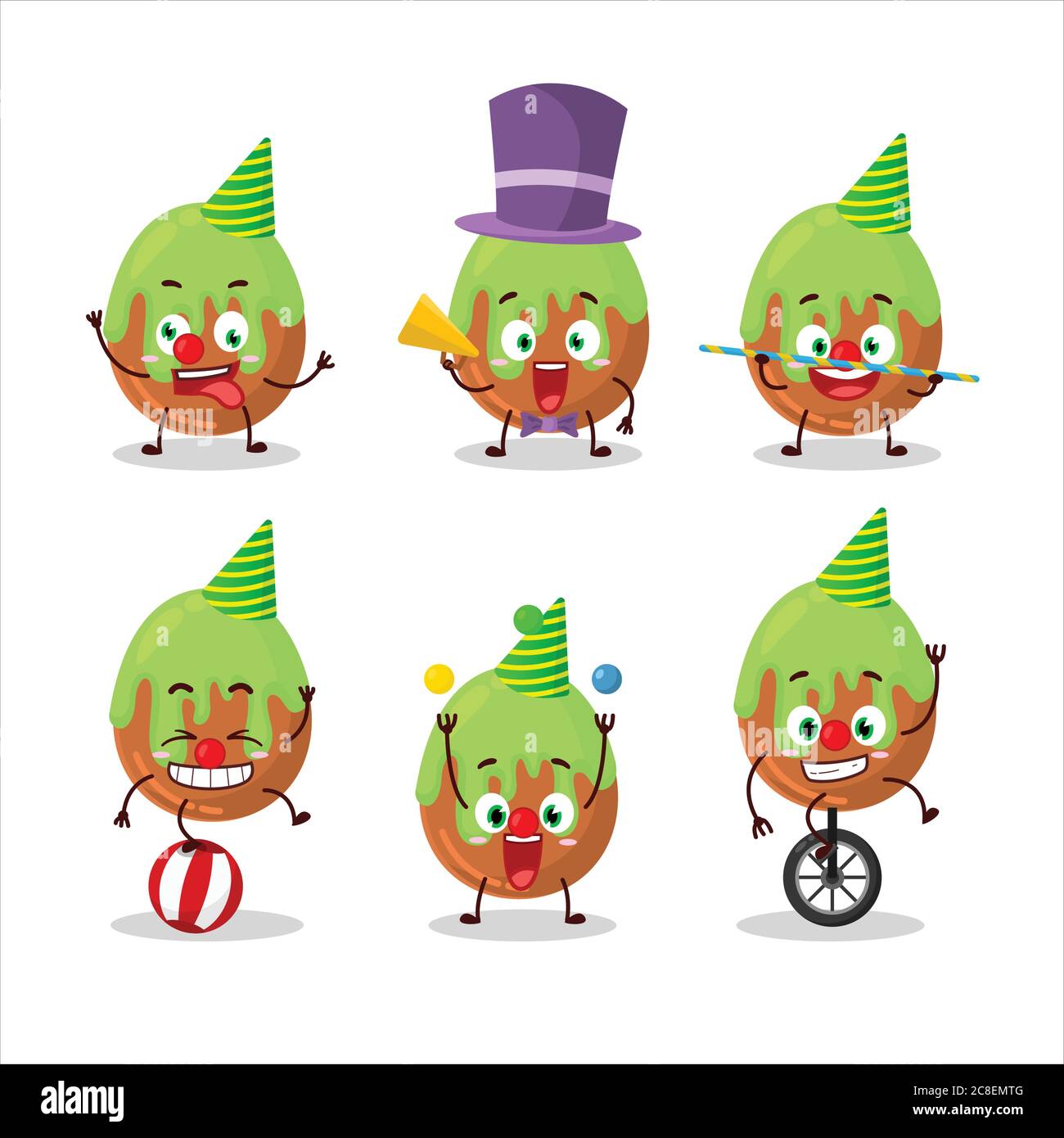 Cartoon character of choco green candy with various circus shows Stock ...