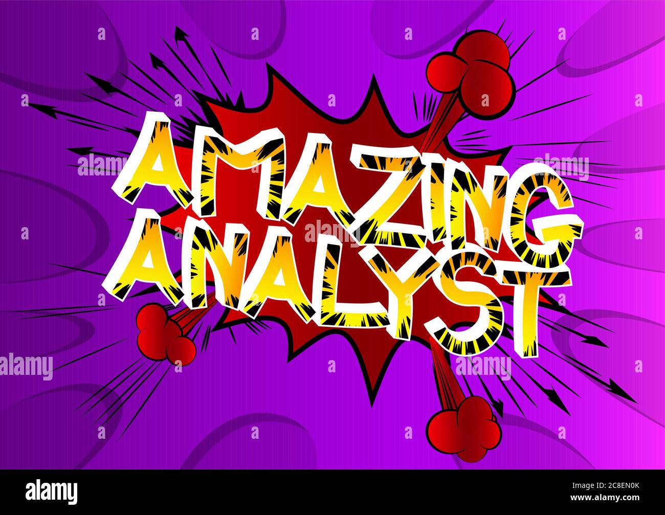Amazing Analyst Comic book style cartoon words on abstract background ...