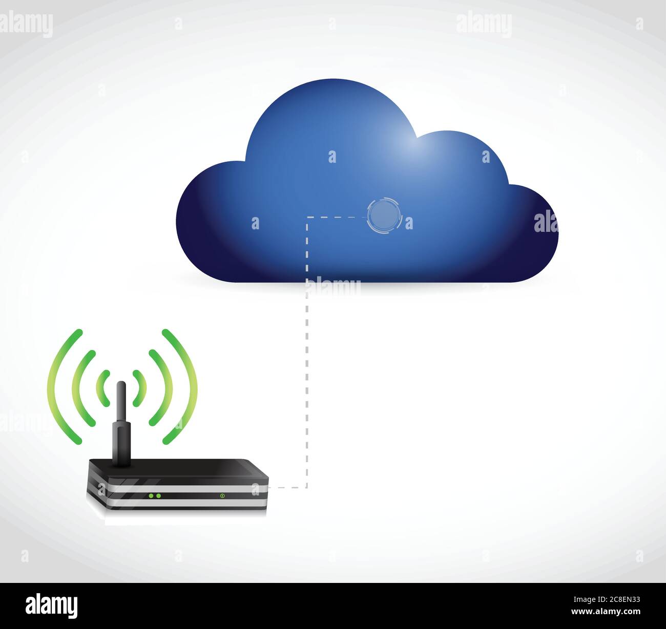 Cloud computing and router connection illustration design over a white ...
