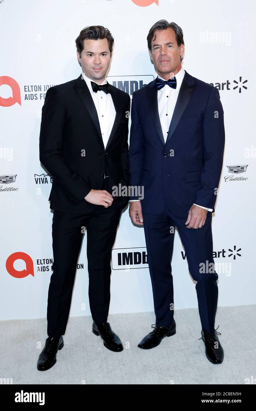 LOS ANGELES - FEB 9: ANdrew Rannells, Tuc Watkins at the 28th Elton ...