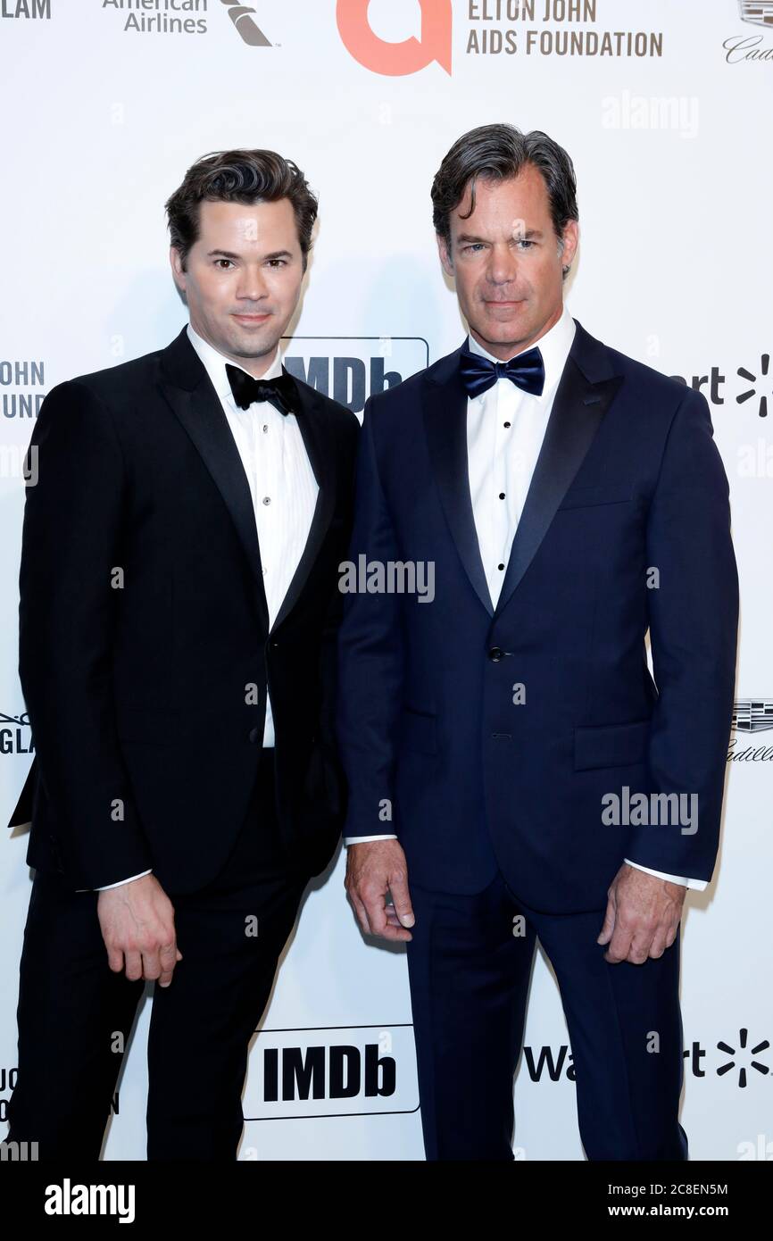 LOS ANGELES - FEB 9: ANdrew Rannells, Tuc Watkins at the 28th Elton ...