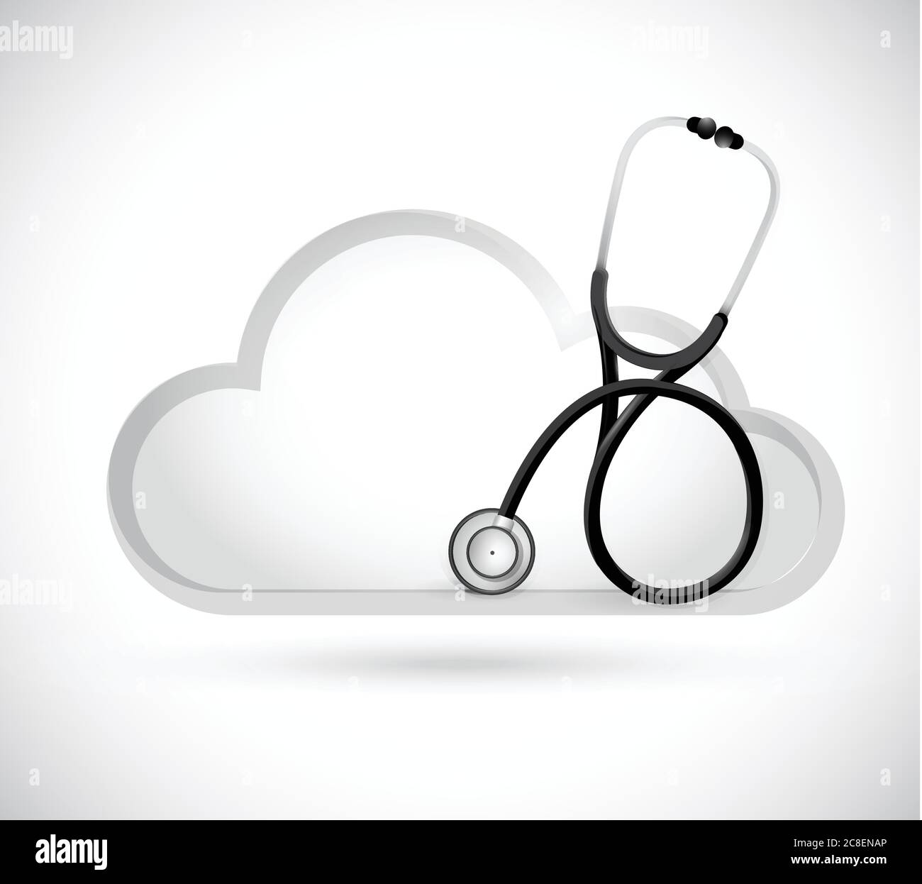 Cloud and stethoscope illustration design over a white background Stock ...