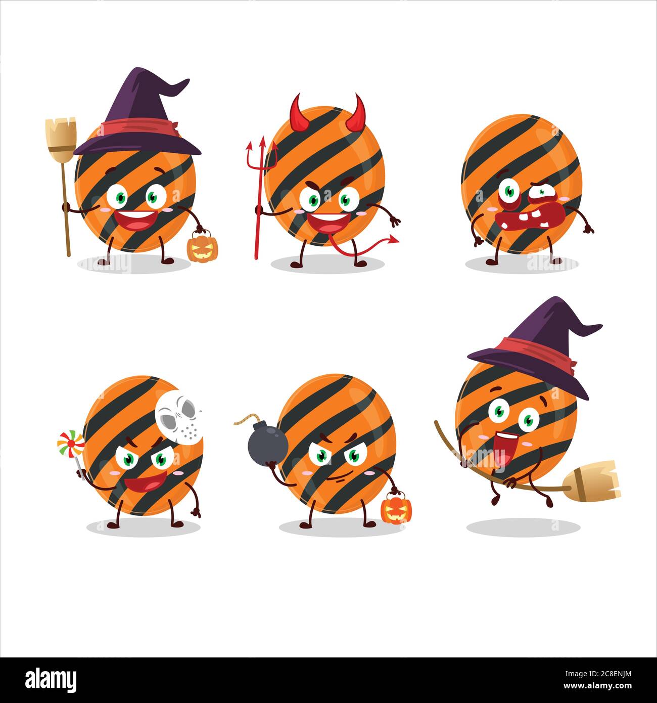 Halloween expression emoticons with cartoon character of halloween ...