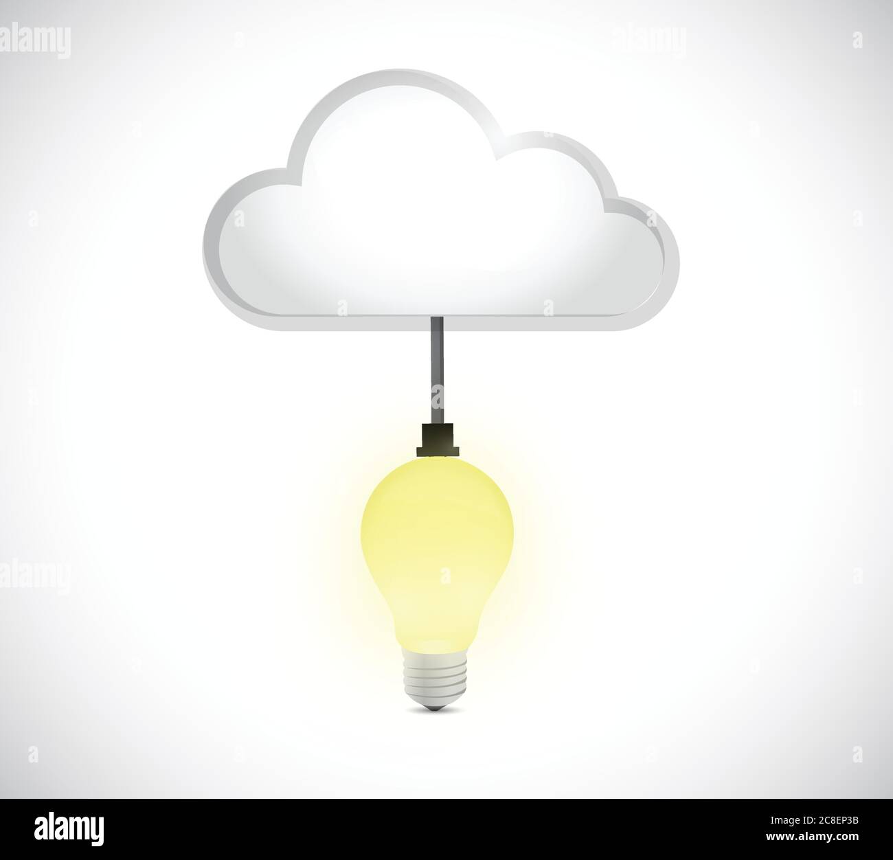 Cloud and light bulb illustration design over a white background Stock ...