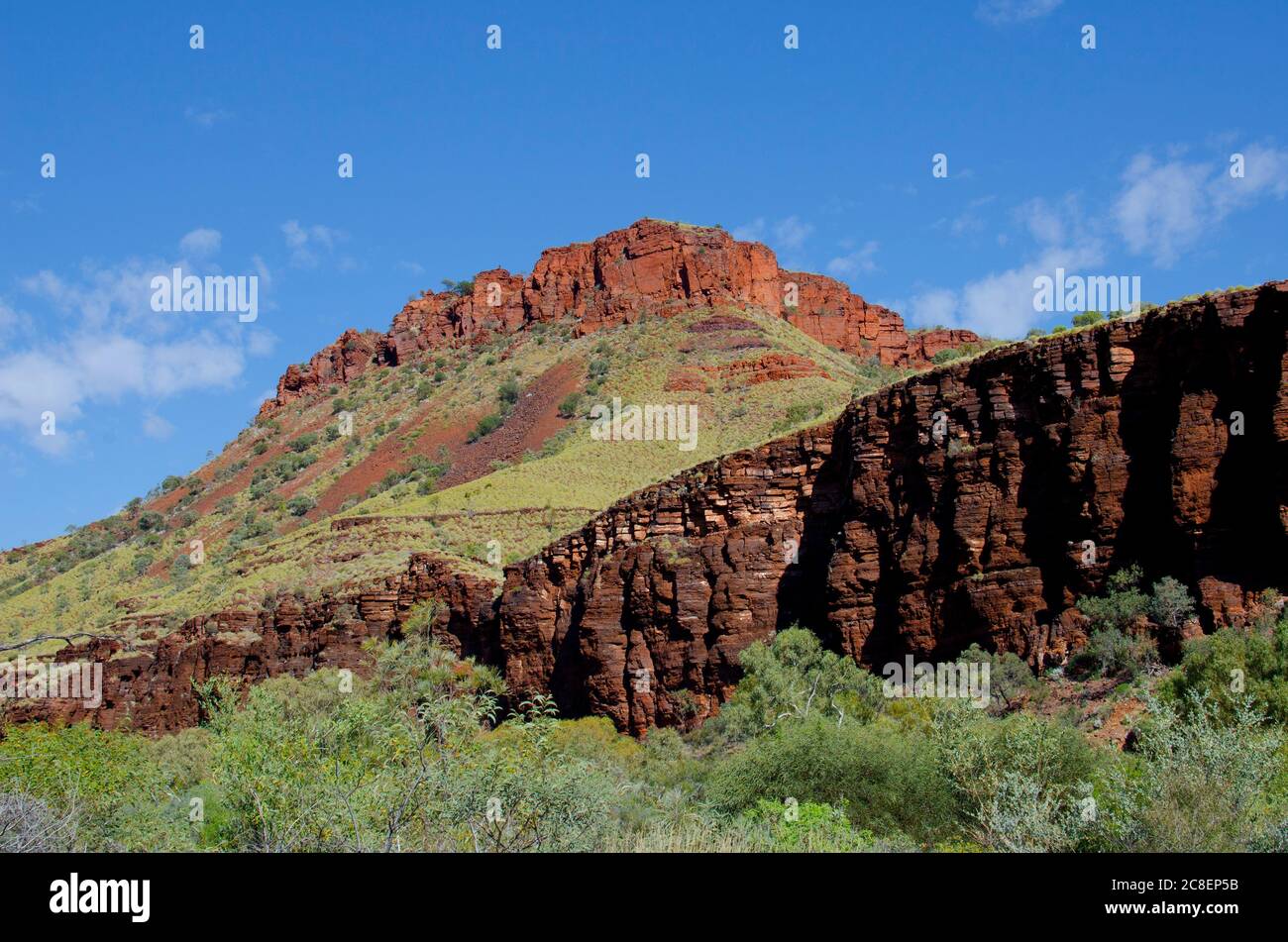 Outback landscape in remote countryside Australia, with red rock ...