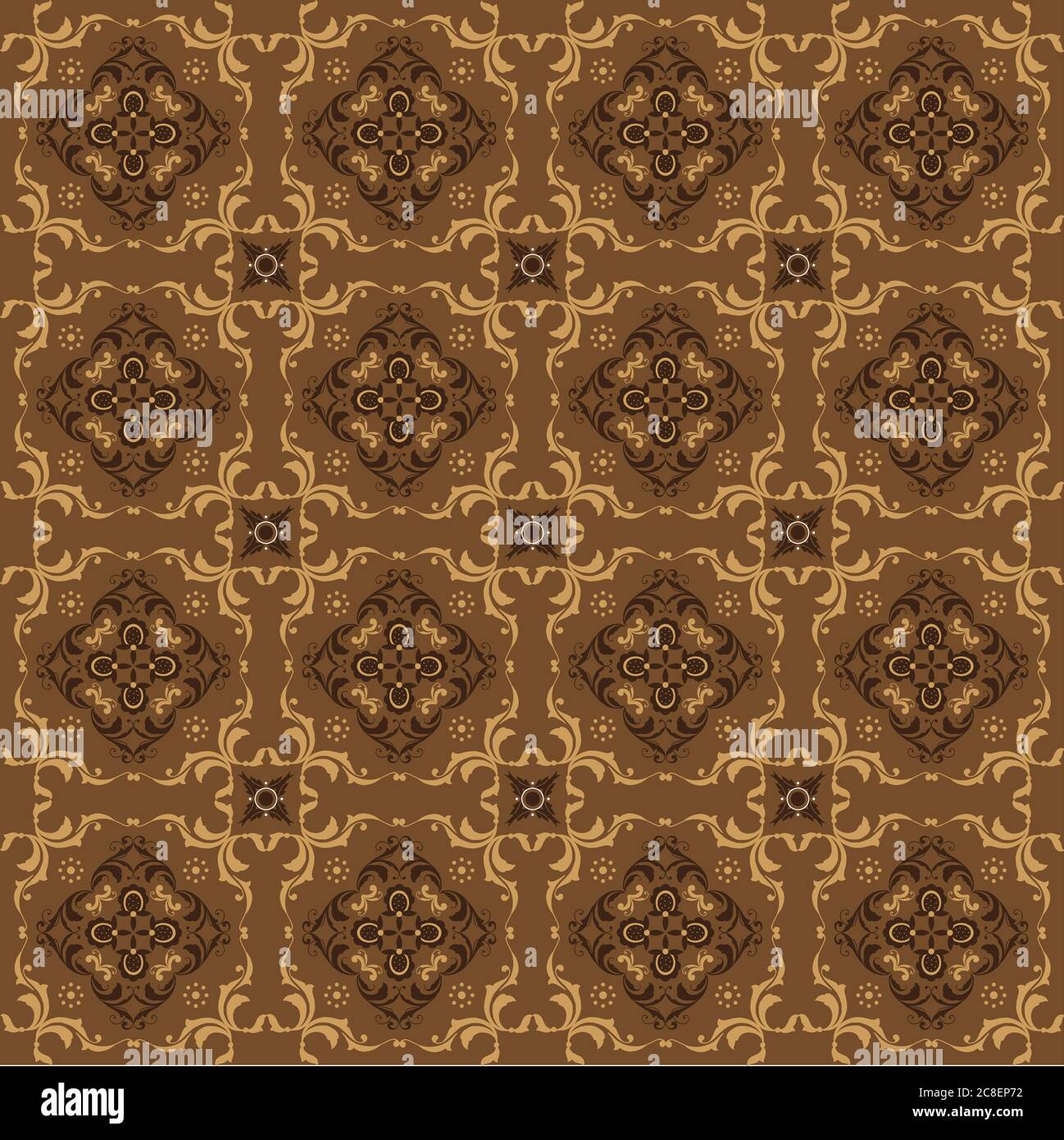 Elegant flower motifs on Kawung batik design with modern golden color ...