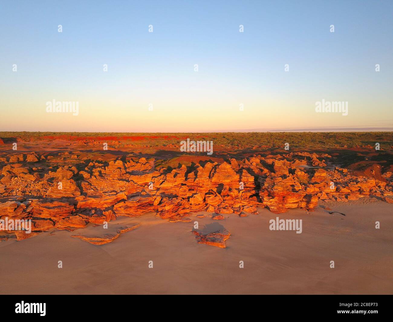 Scenic aerial panoramic view of remote coast near Broome, Western ...