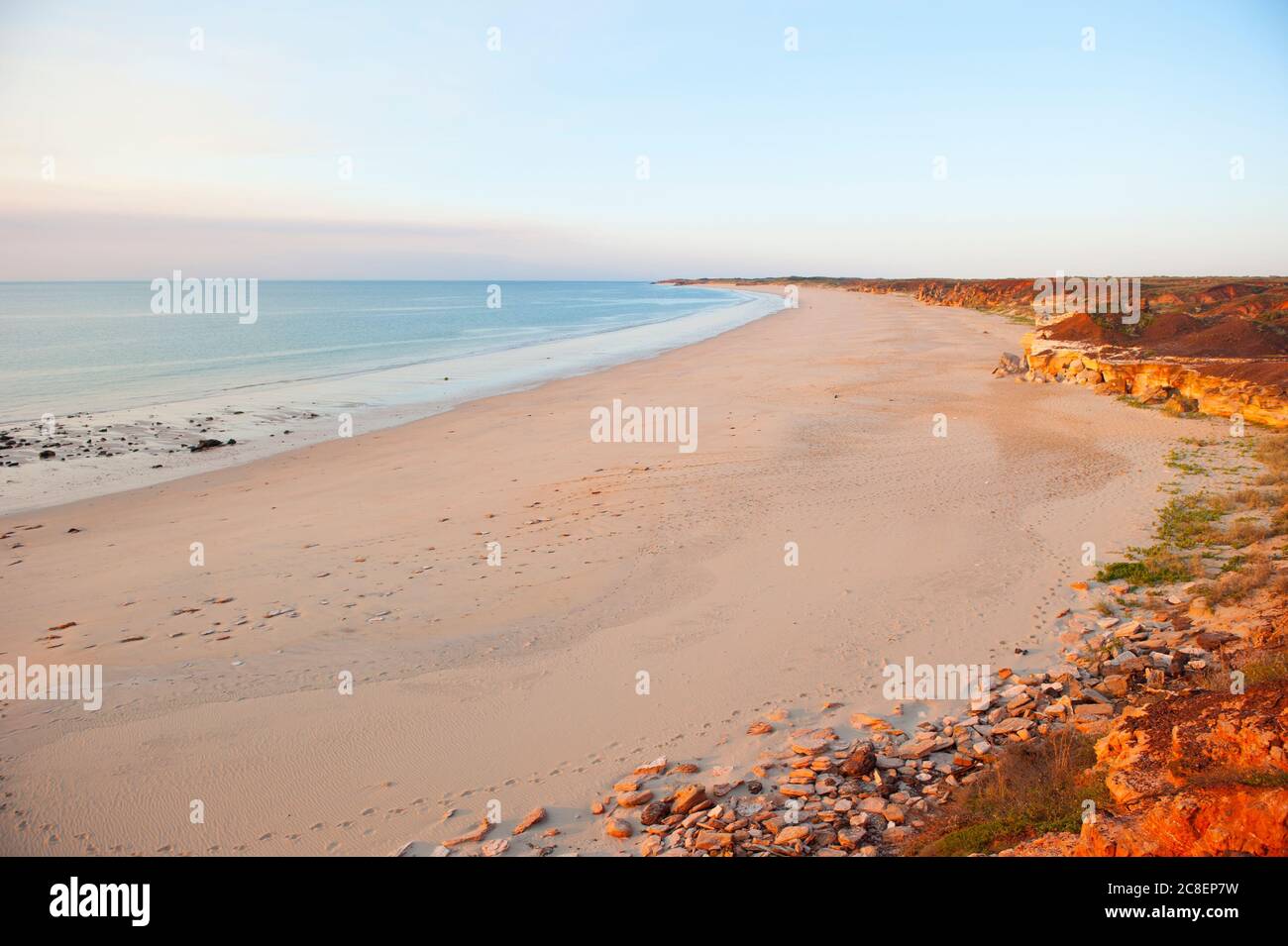 Scenic panoramic landscape at sunset of remote beach in the Kimberleys ...