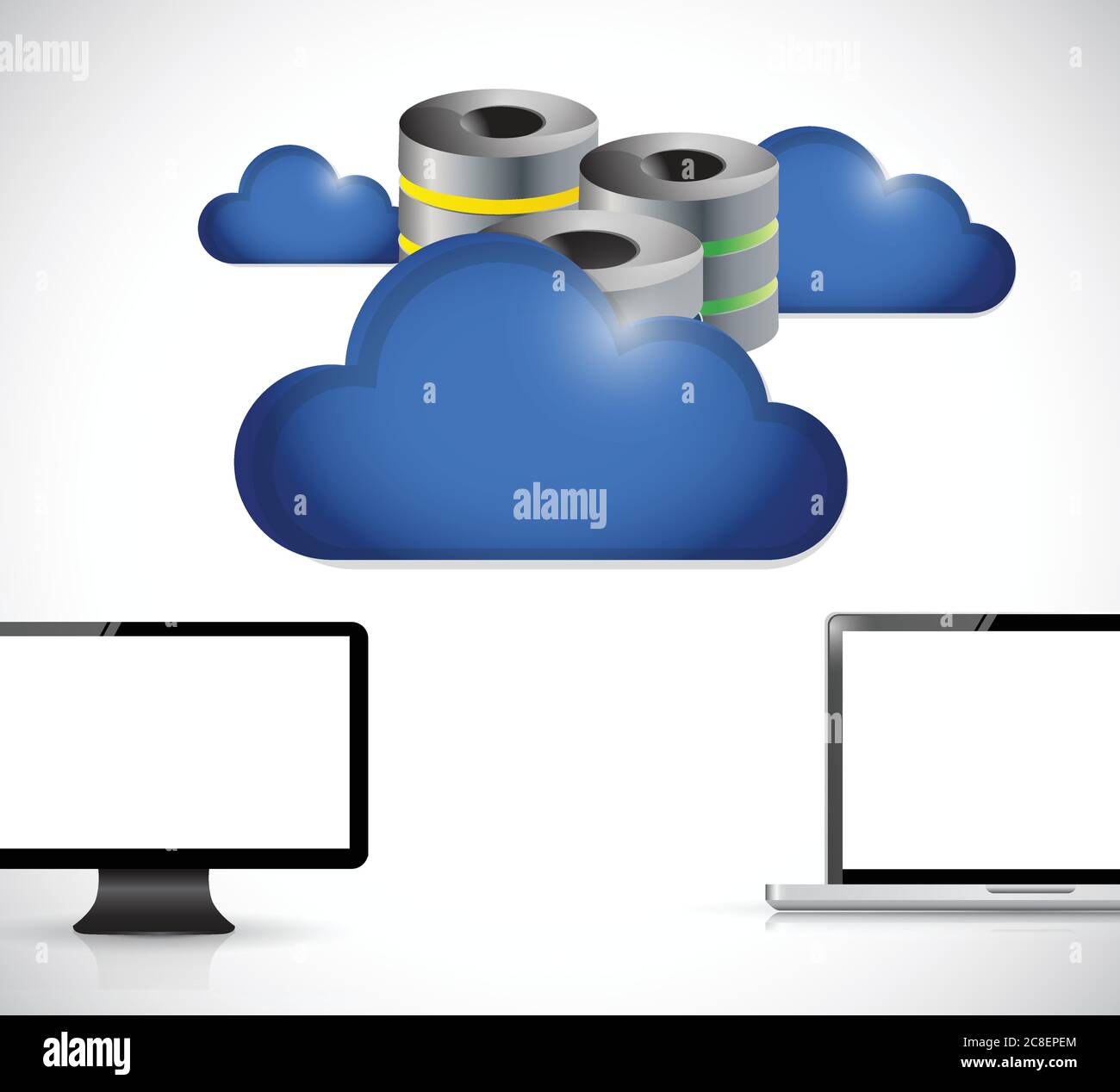 Cloud computer server storage illustration design over a white ...