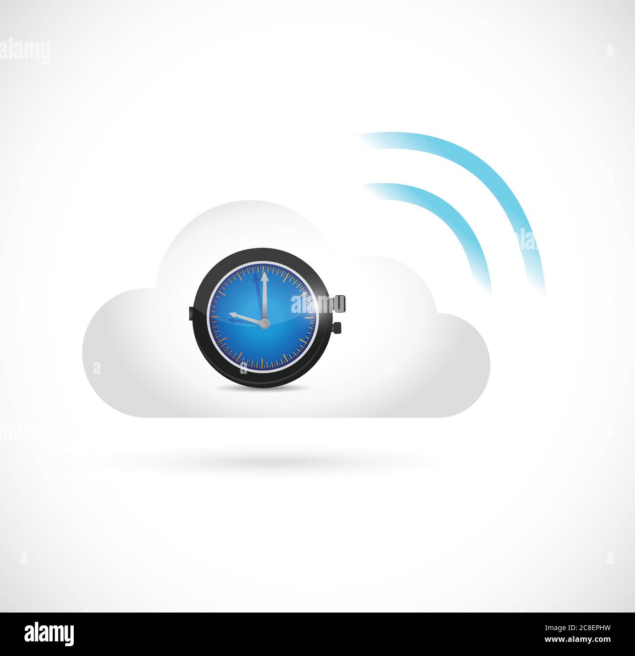 Cloud and watch connection. illustration design over a white background ...