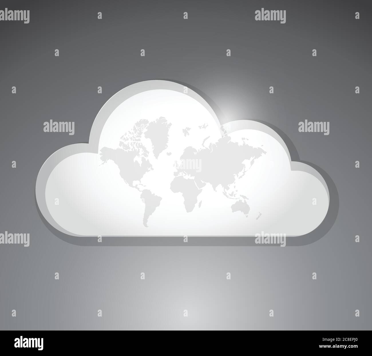 Cloud work map illustration design over a grey background Stock Vector ...
