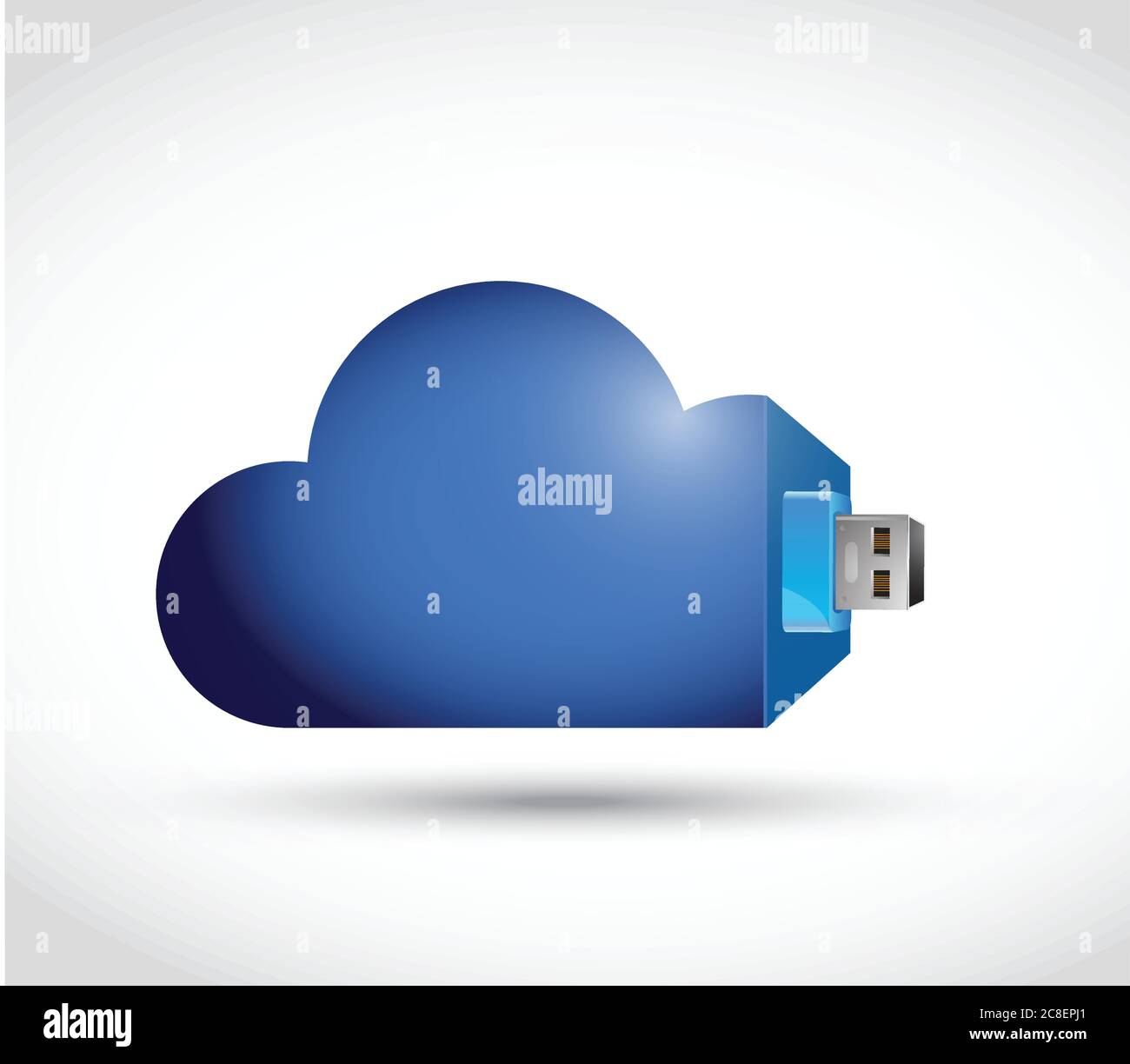 Cloud and usb cable connection illustration design over a white ...