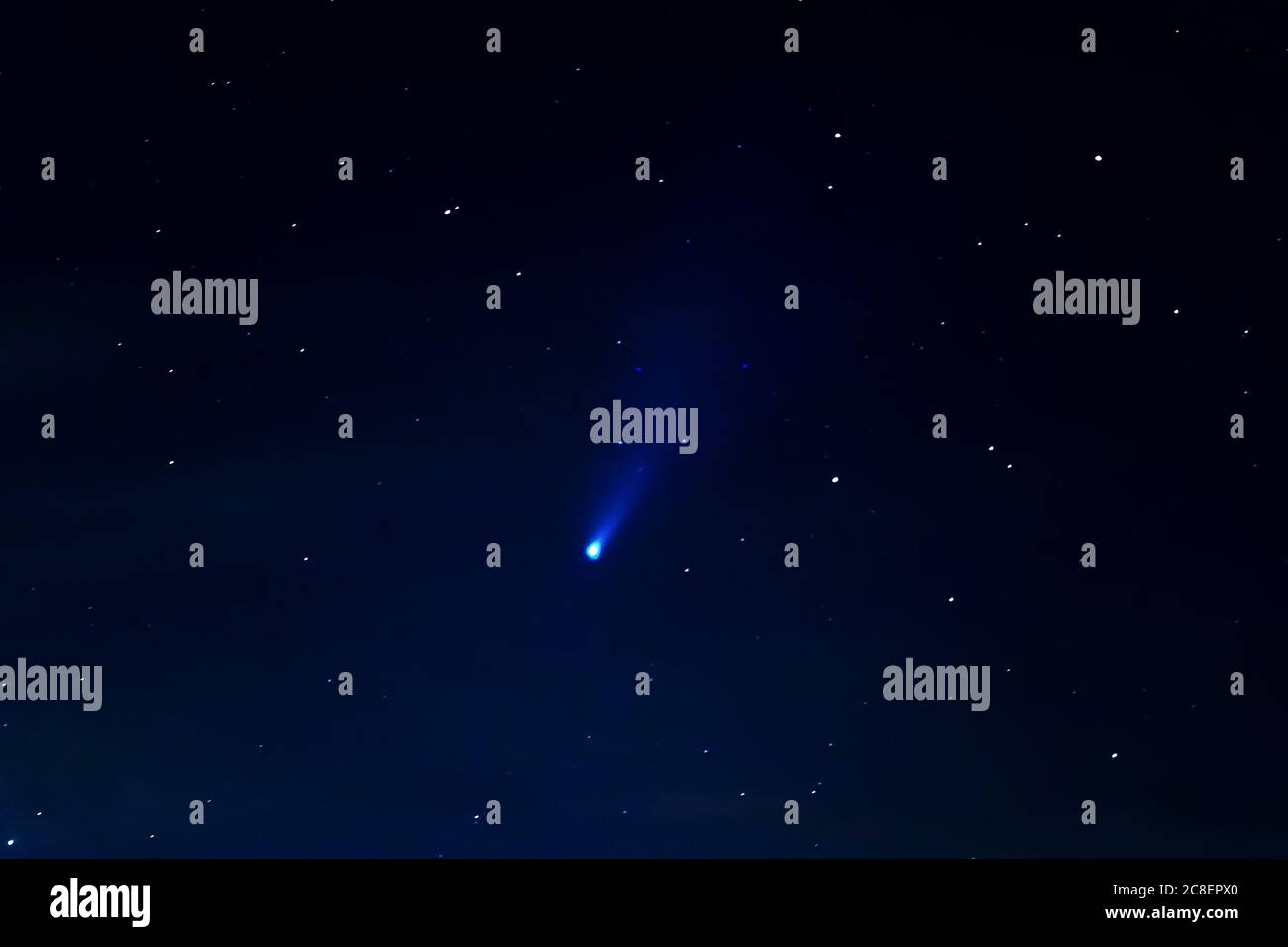 Comet Neowise in the night sky. Astrophotography - meteor on a starry ...