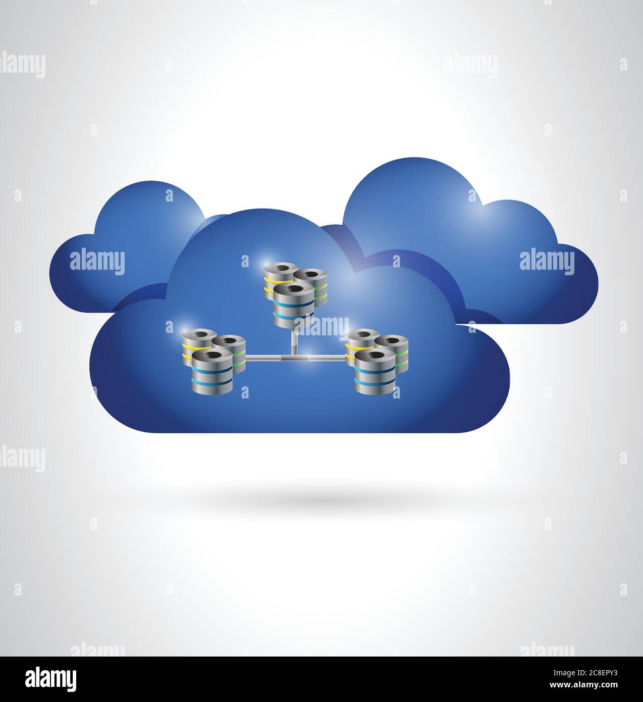 Cloud and servers illustration design over a white background Stock ...
