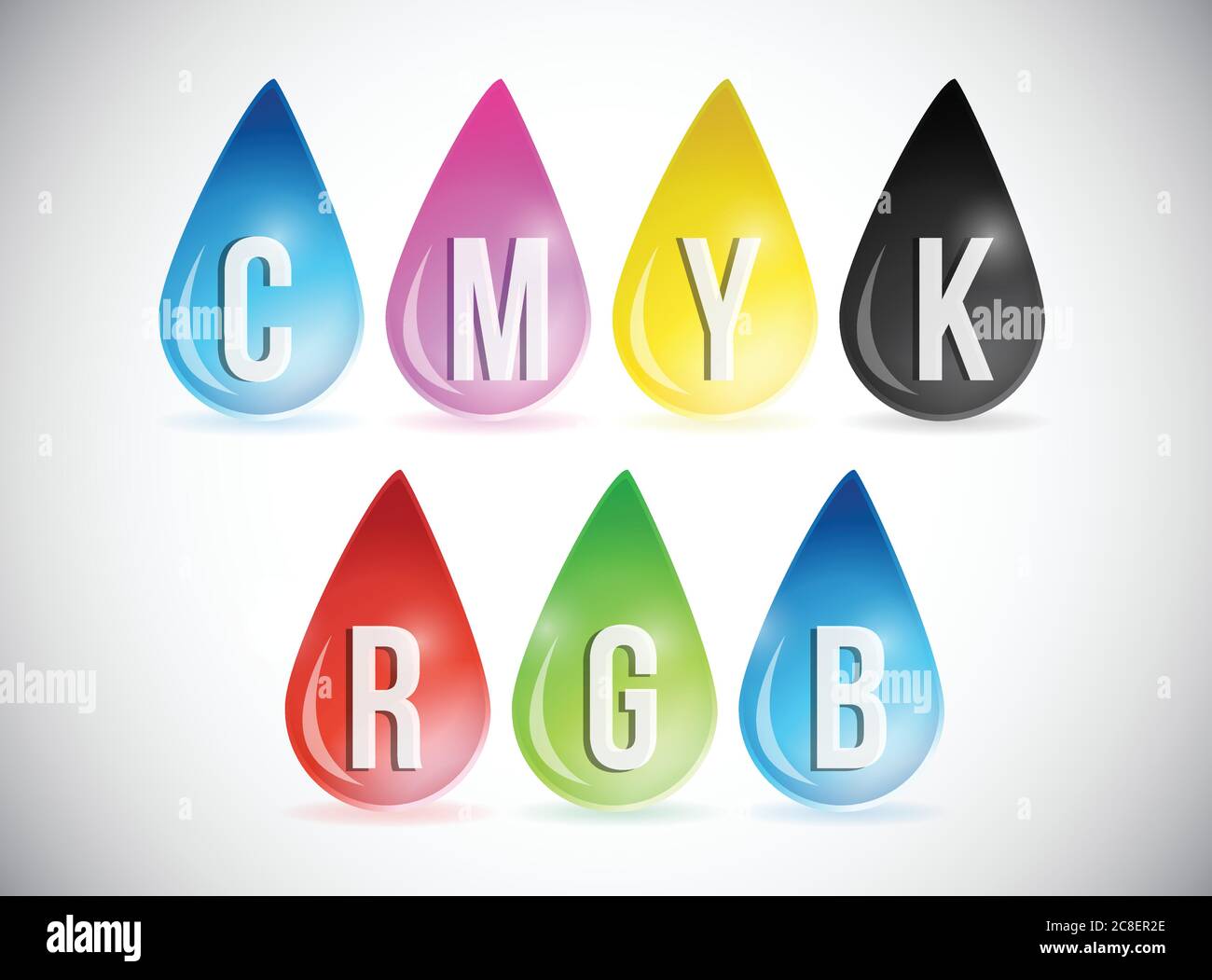 Cmyk and rgb color drops illustration design over a white background ...