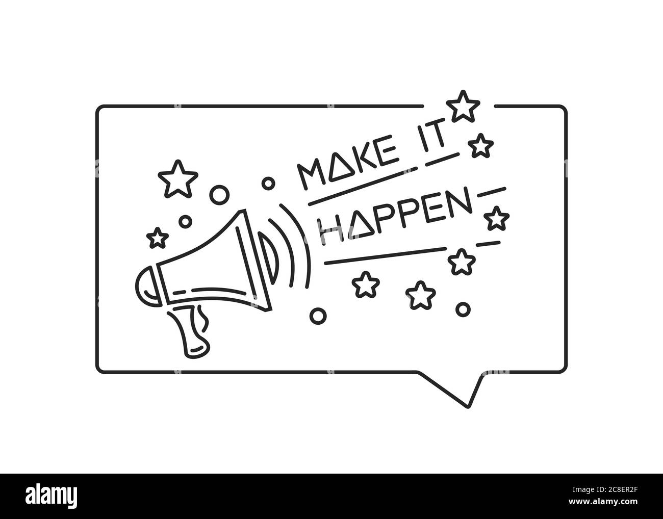 Make it happen. Badge with megaphone line icon Stock Vector Image & Art ...
