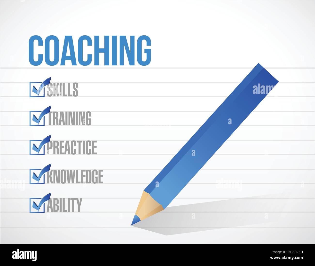 Coaching check mark list illustration design background. over a notepad ...