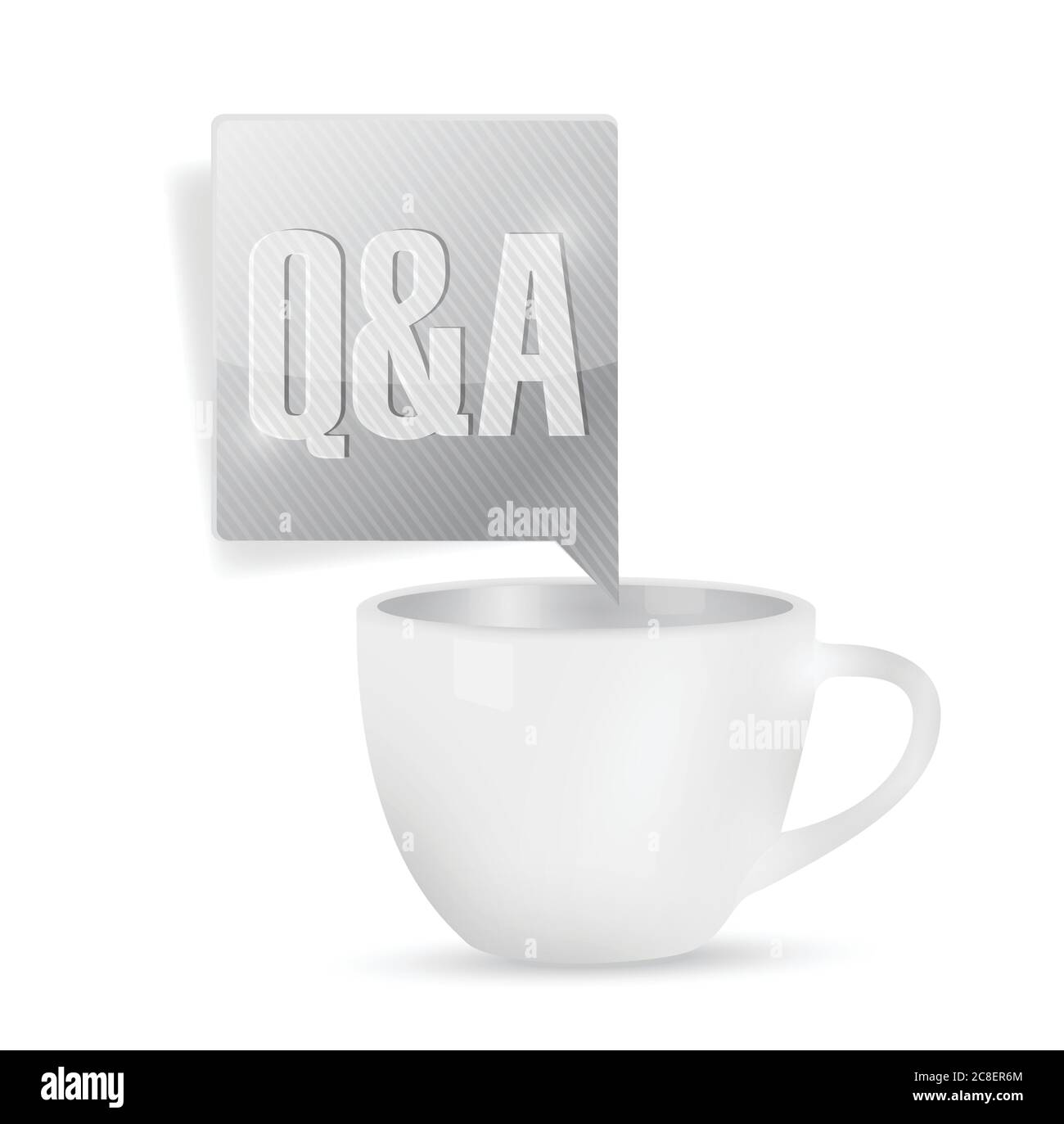Questions and answers over coffee. illustration design over a white ...