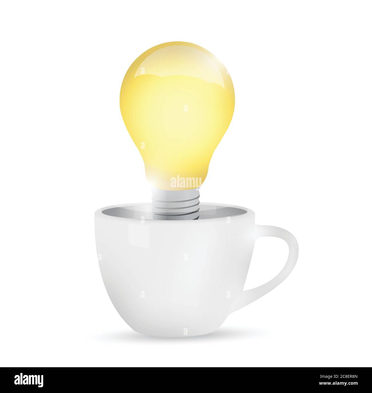 Mug and idea light bulb illustration design over a white background ...
