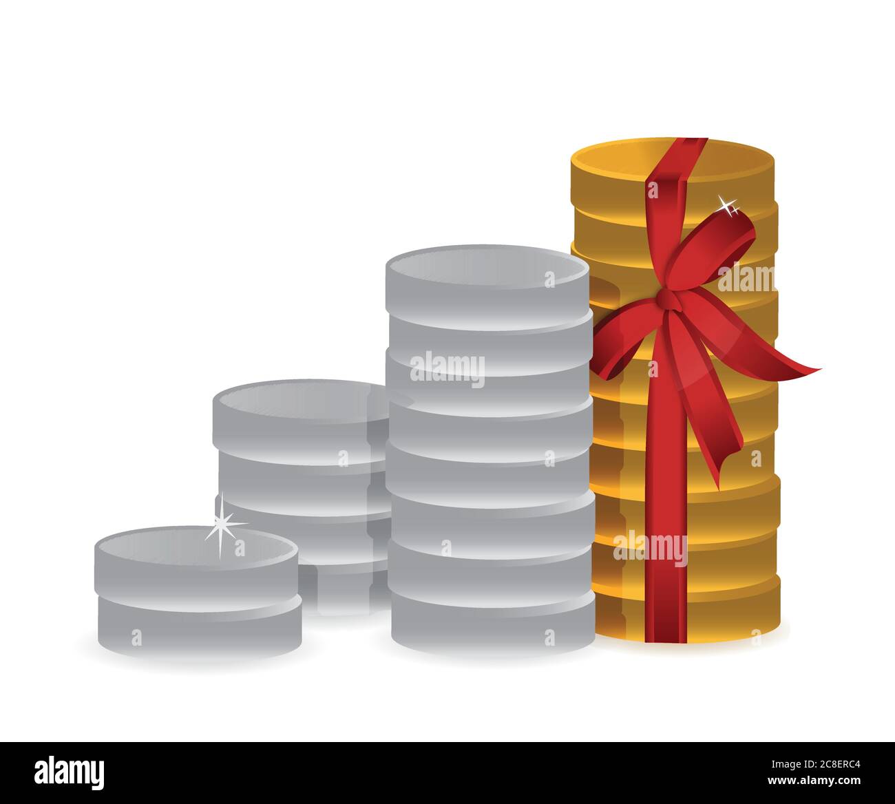 Coins and ribbon illustration design over a white background Stock ...
