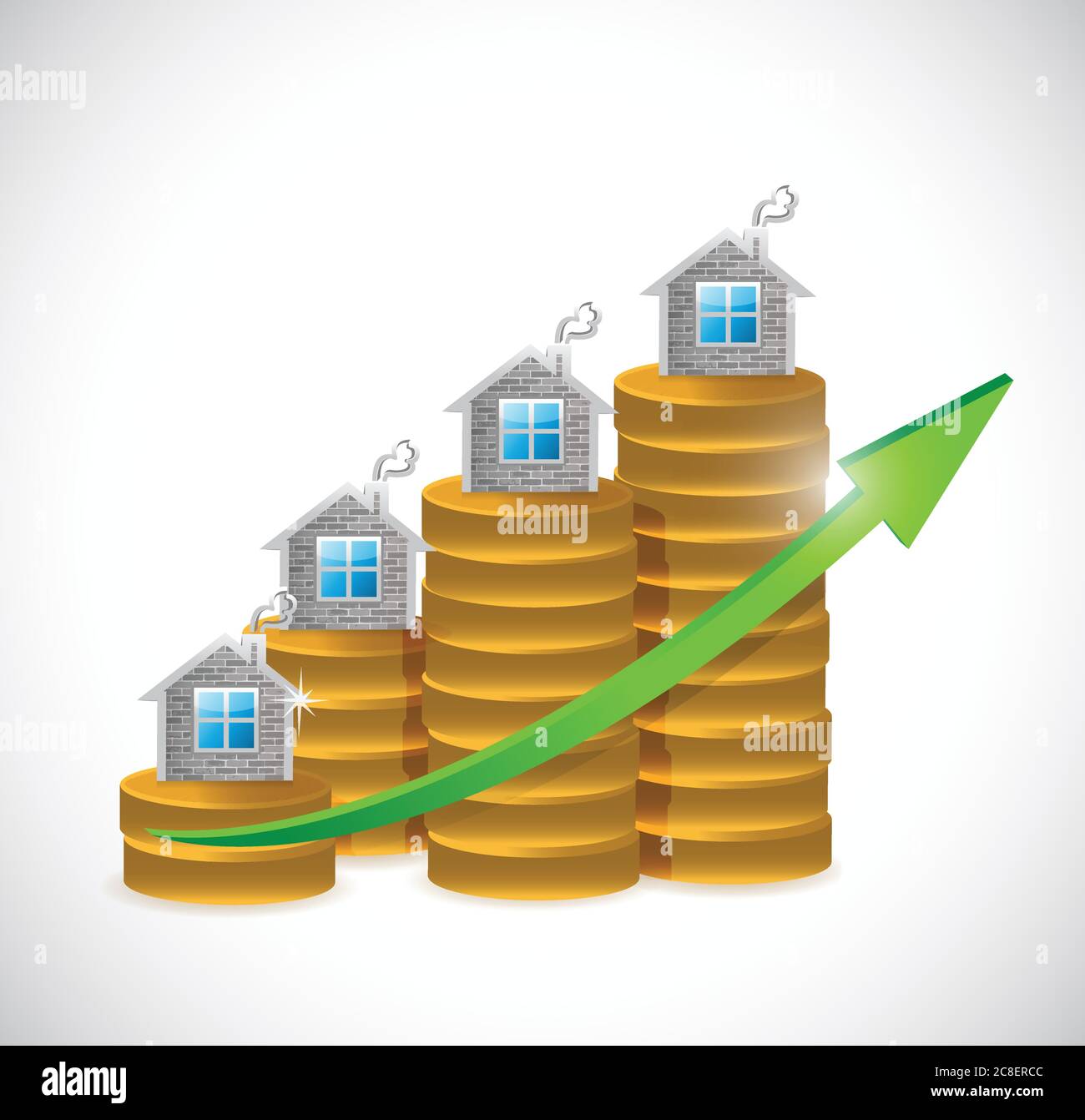 Successful real estate business coin graph illustration design over a ...