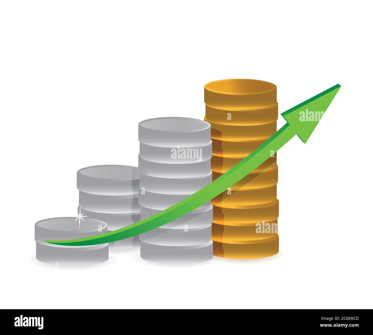 Coins graph illustration design over a white background Stock Vector ...