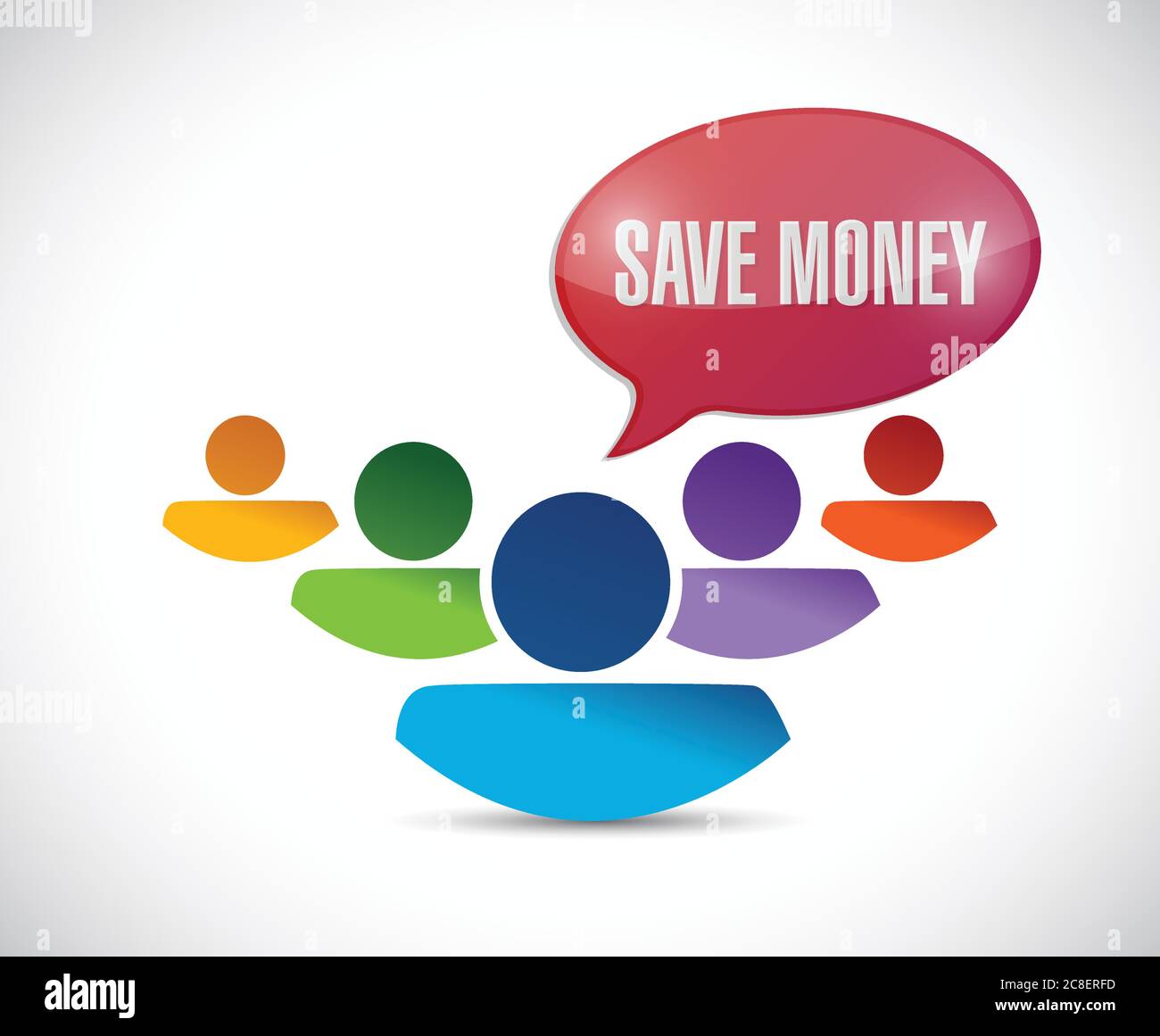 Save money sign and avatar team illustration design over a white ...