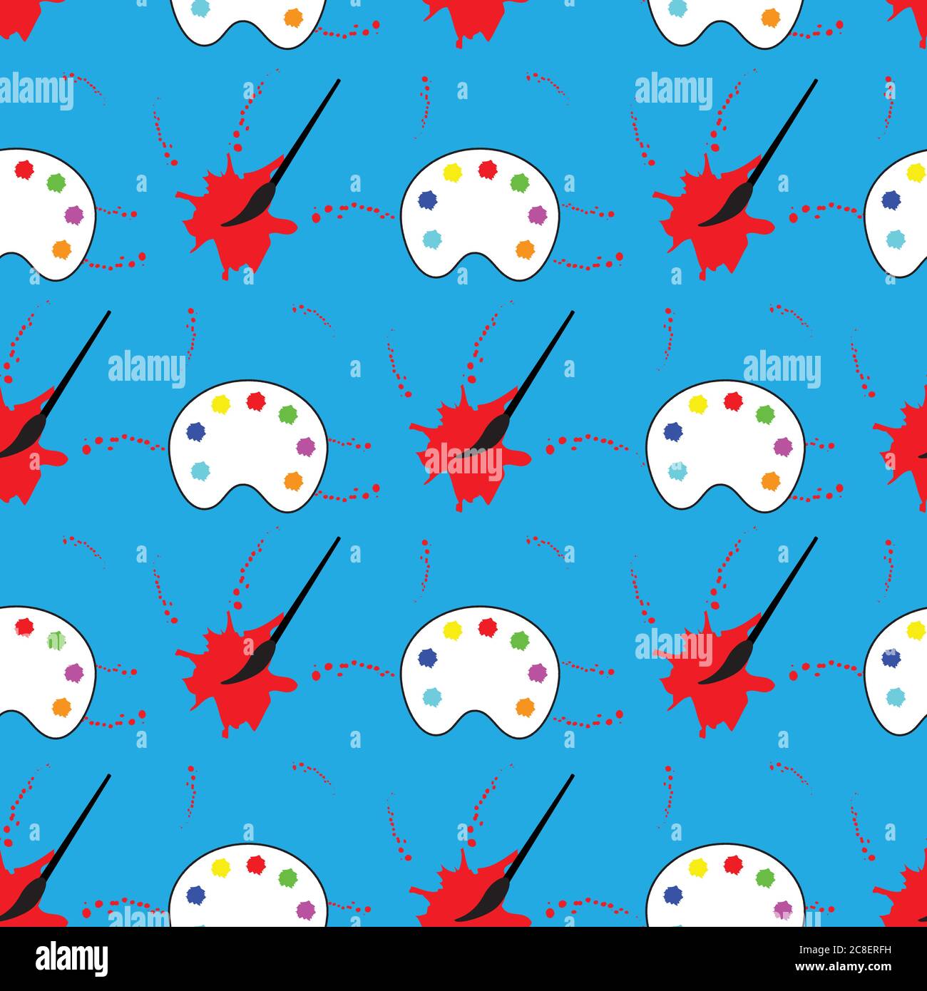 Cute hand drawn colorful paint tool seamless vector pattern background ...