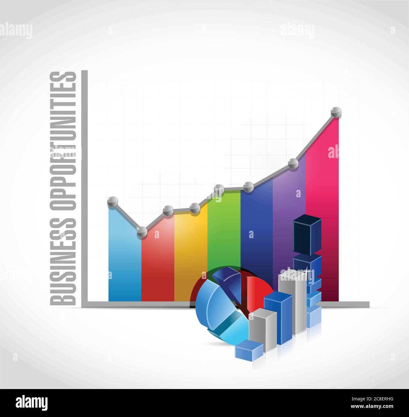 Business opportunities graph illustration design over a white ...