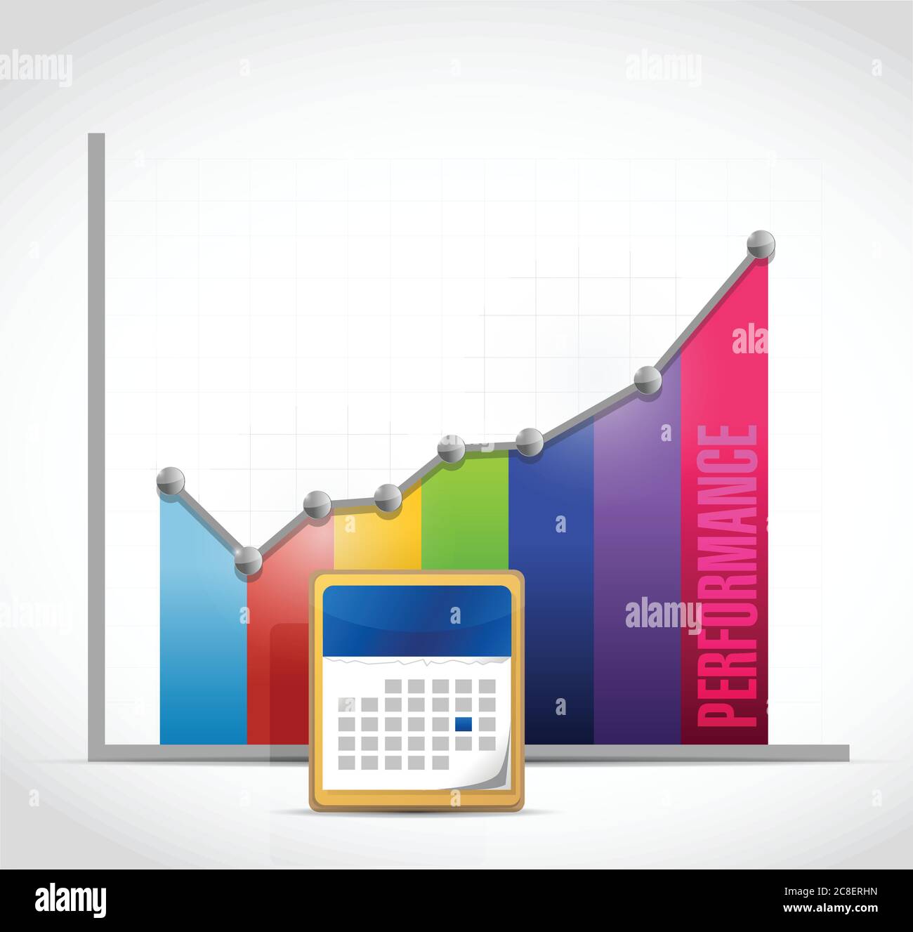 Monthly business performance graph illustration design over a white ...
