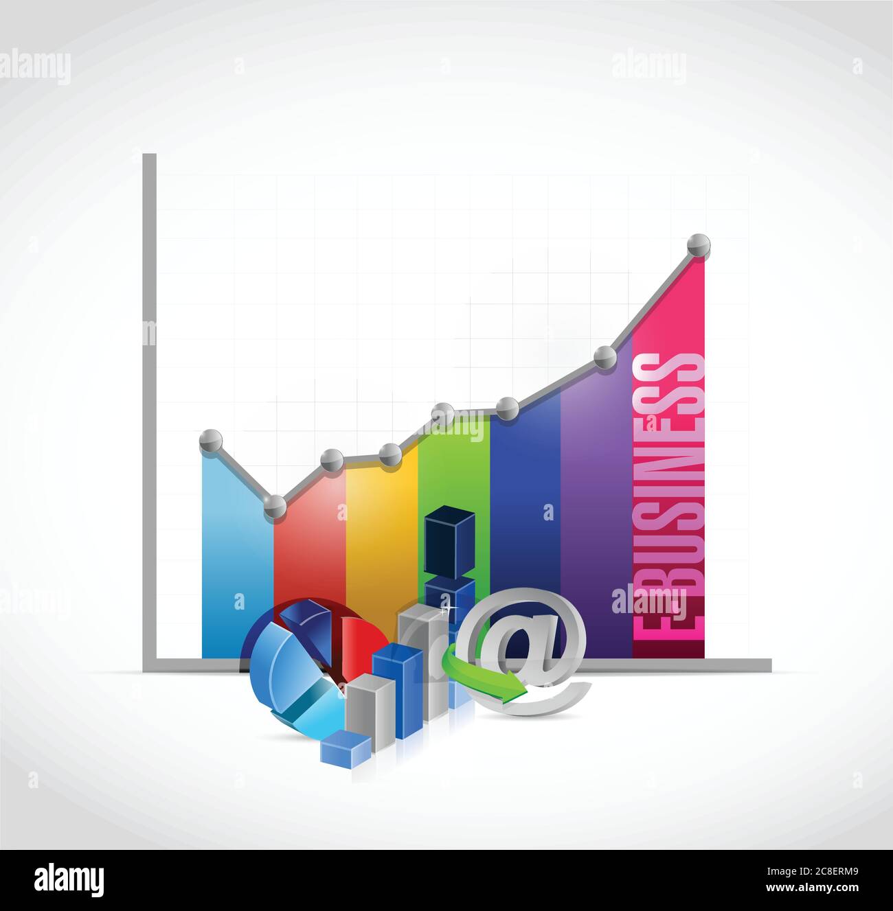 Online business graph chart illustration design over a white background ...