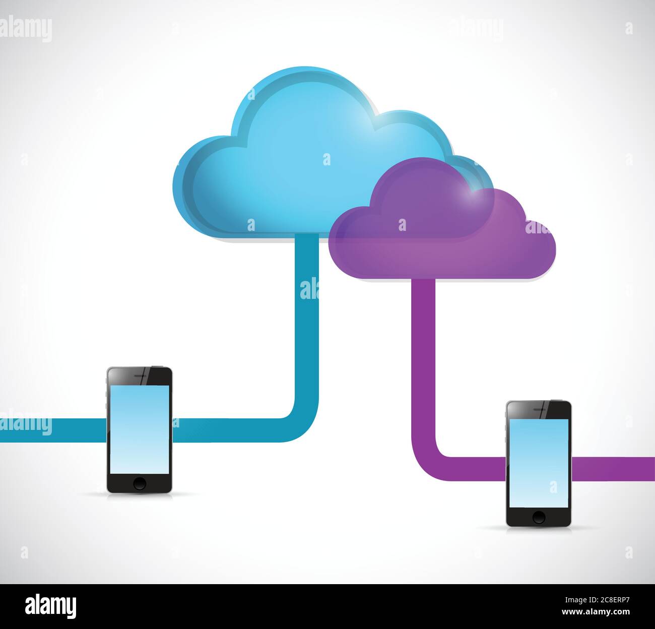 Cloud and phone network illustration design over a white background ...