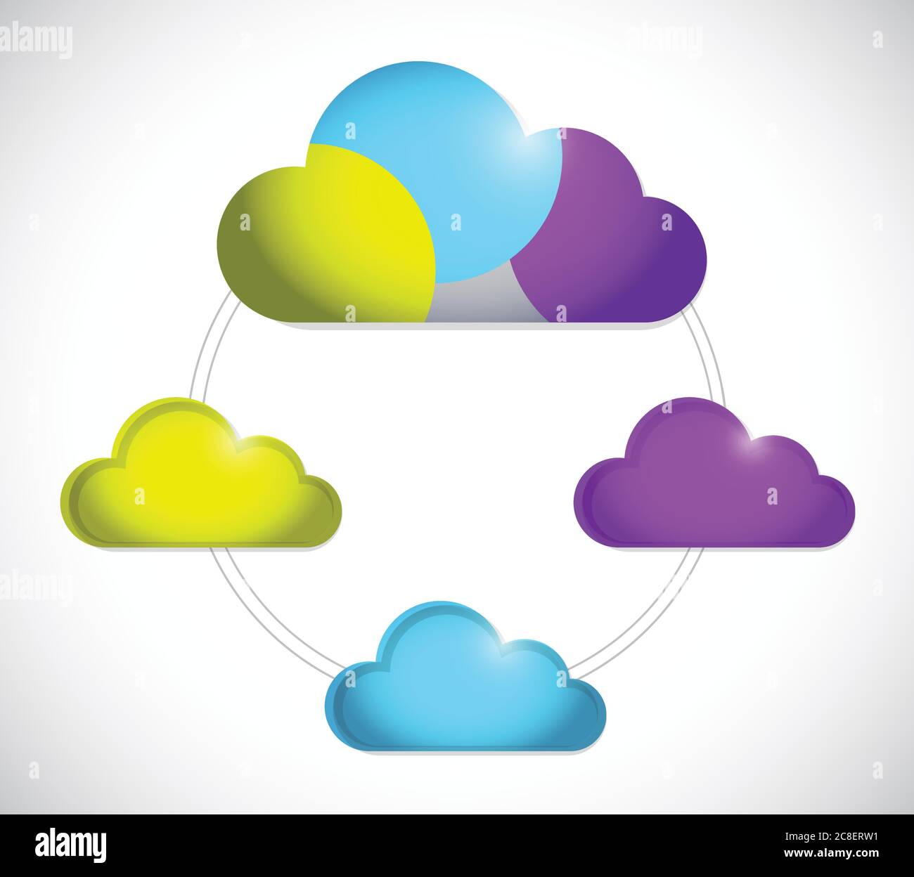 Cloud computing network connection illustration design over a white ...