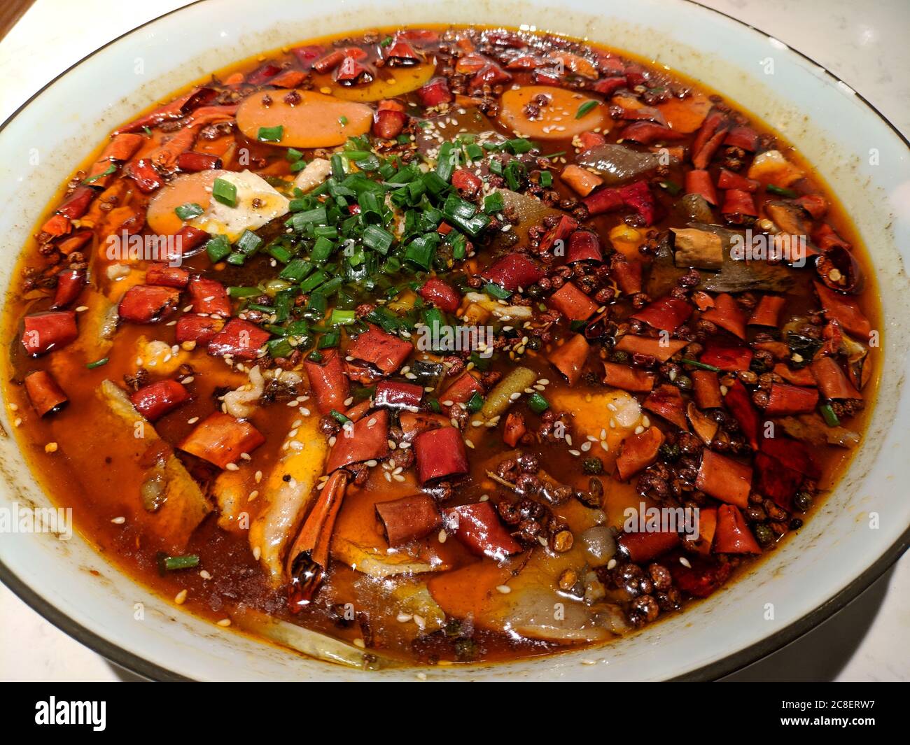 Chongqing style boiled blood curd Stock Photo - Alamy