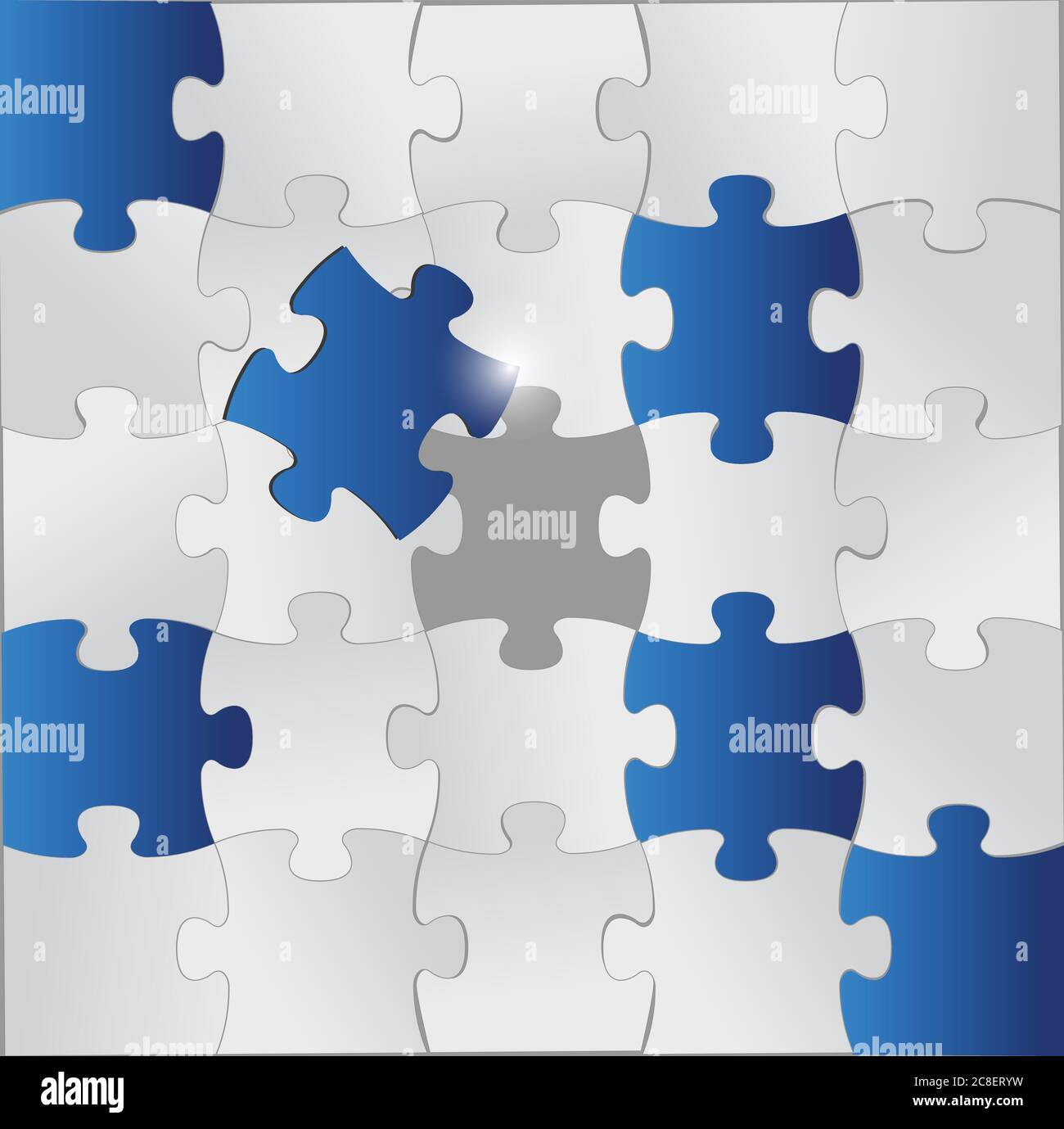 Blue and grey puzzle pieces illustration design background Stock Vector ...